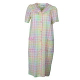 Elegant Emily Women's Snap-Front Cotton Housecoat, Pastel Checker ...