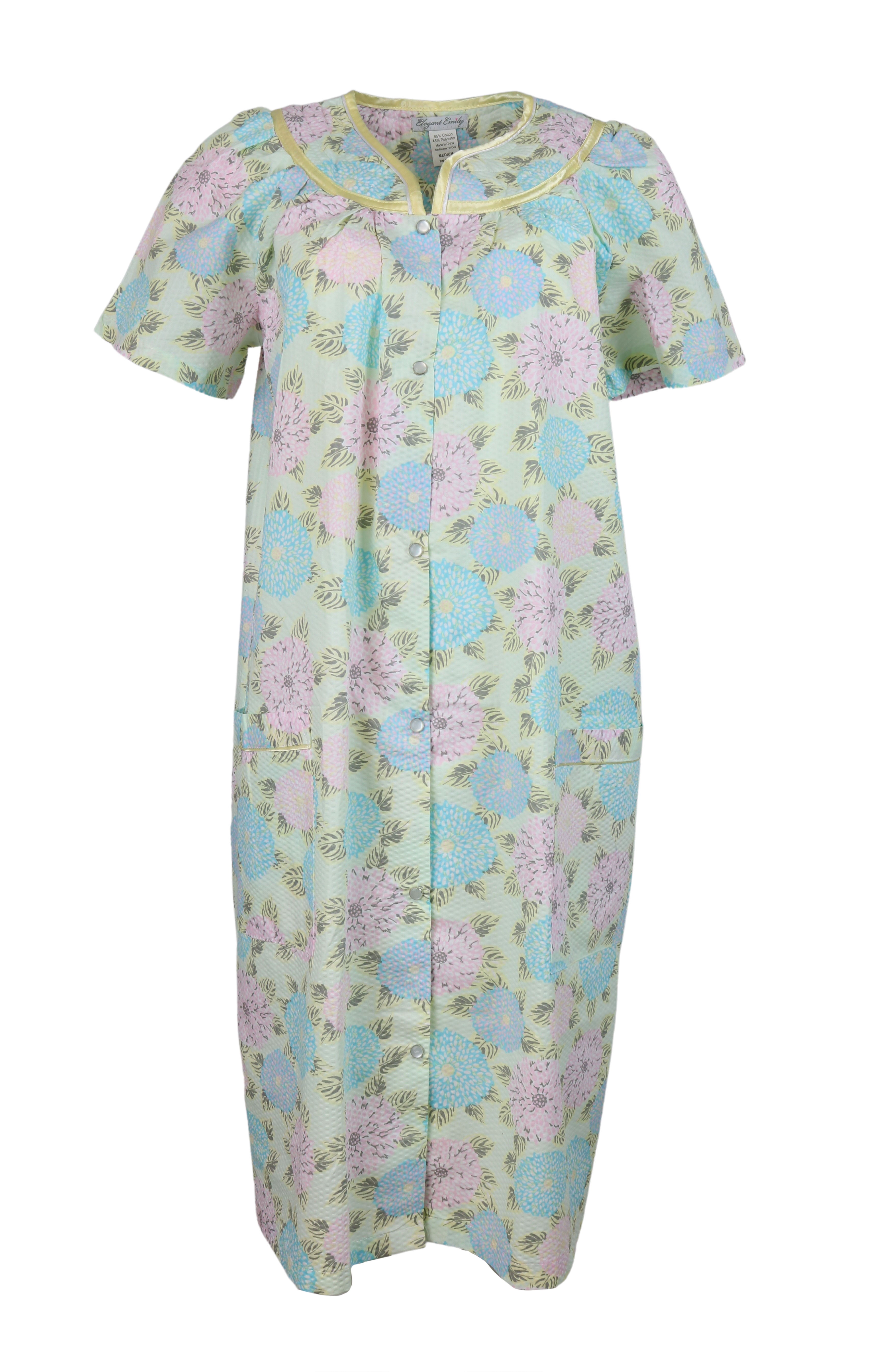 Elegant Emily Women's Snap-Front Duster Robe With Pockets - Pastel Mums ...