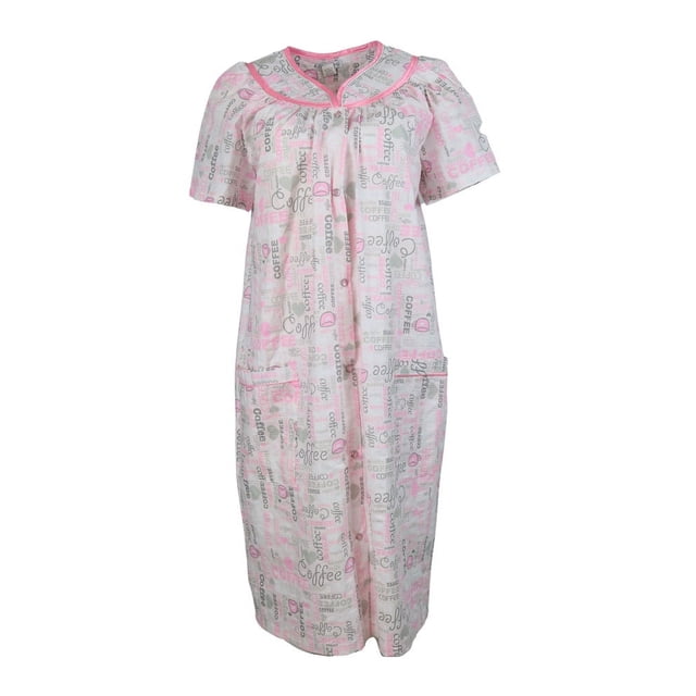 Elegant Emily Women's Snap-Front Duster Robe With Pockets - Pink Coffee ...