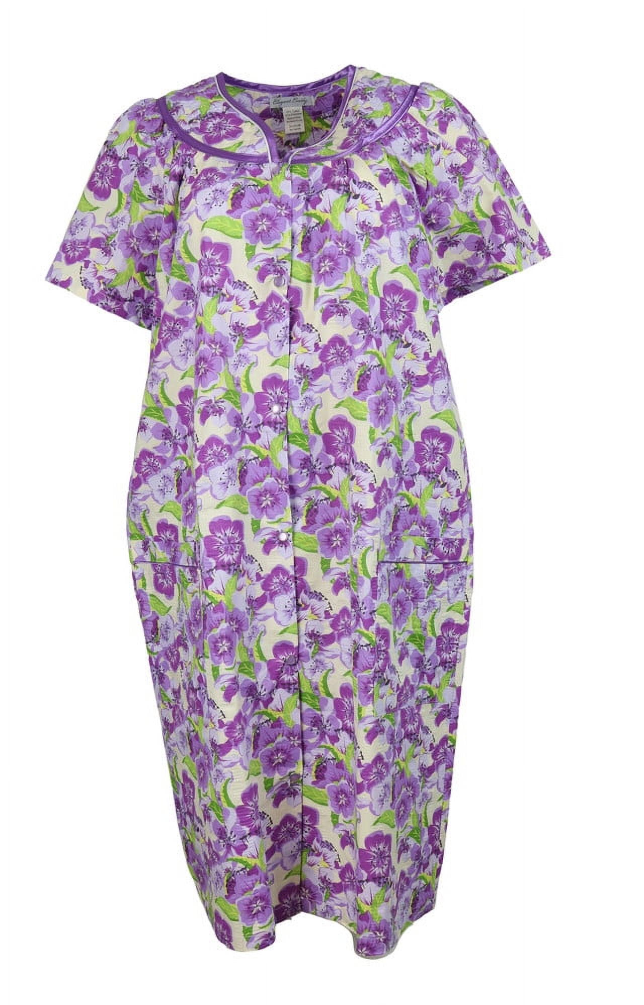 Elegant Emily Women's Snap-Front Duster Robe With Pockets - Purple ...