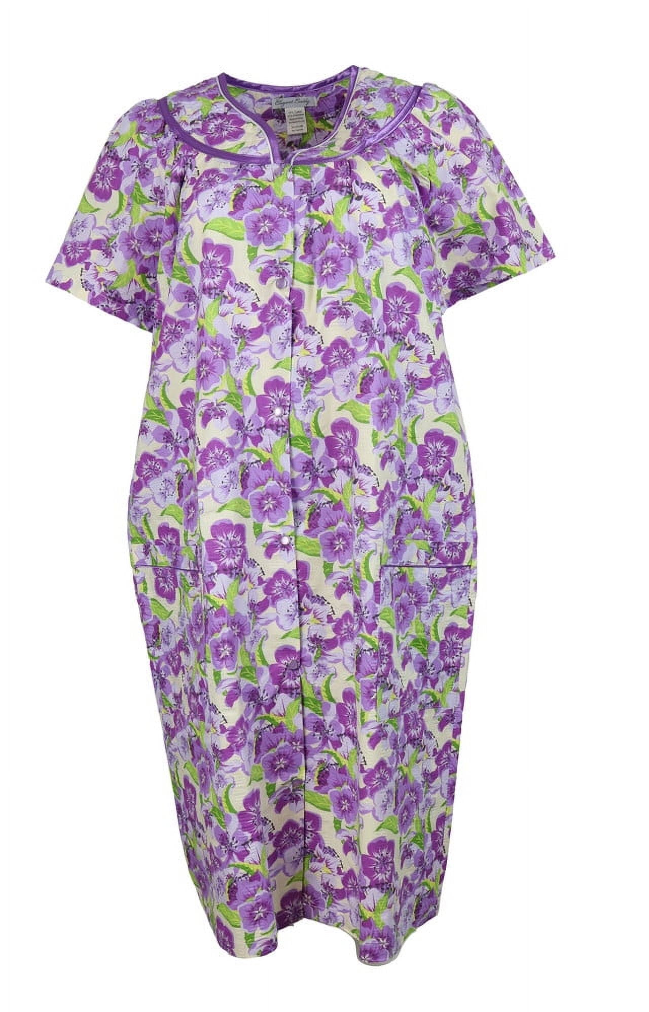 Elegant Emily Women's Snap-Front Duster Robe With Pockets - Purple ...