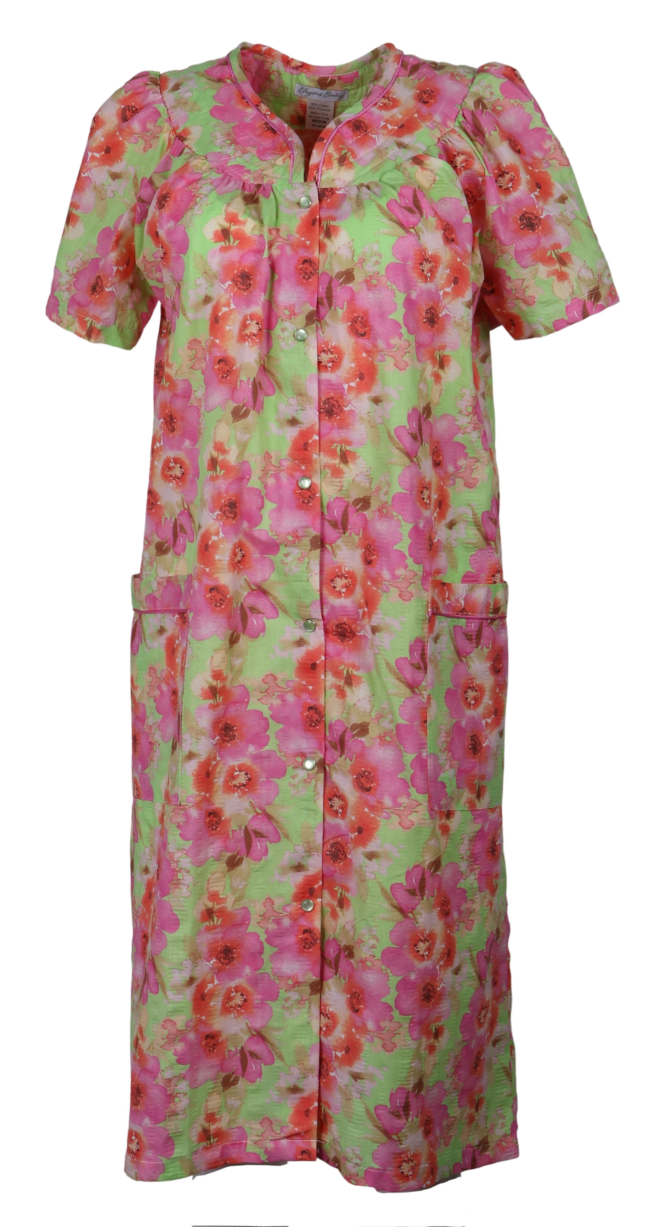 Elegant Emily Women's Lightweight Cotton Blend Duster Robe, Snap Front ...