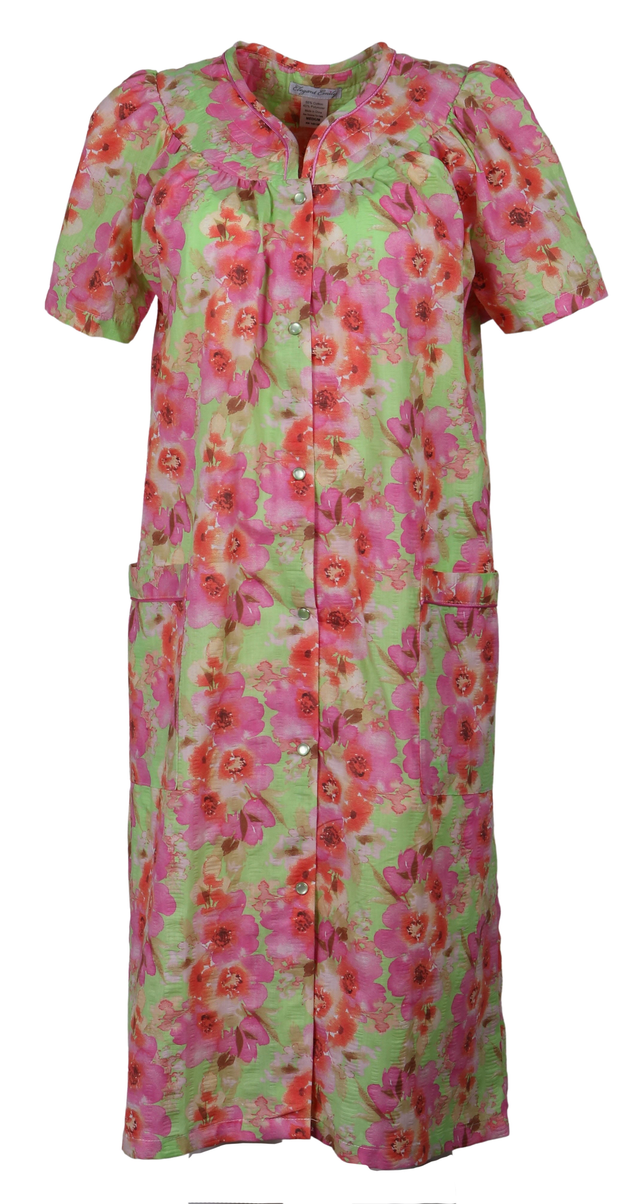 Elegant Emily Women's Snap-Front Duster Robe With Pockets - Watercolor ...