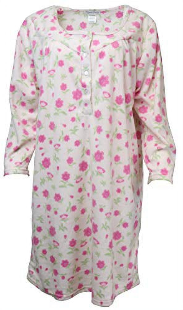 Elegant Emily's Women's Plus Size Long Sleeve Fleece Nightgown-Pink ...