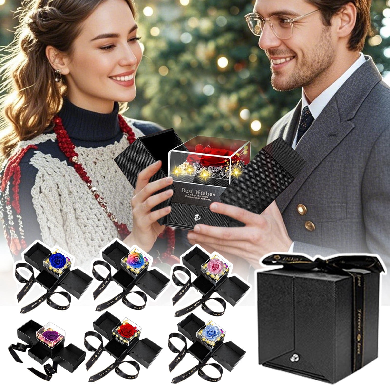 Elegant Eternal Rose Gift Box with LED Lights Perfect for Anniversary ...