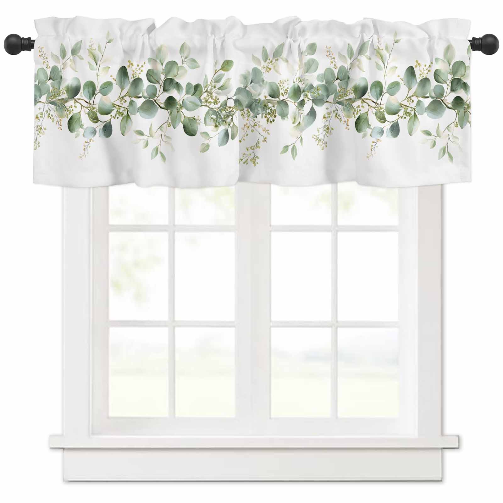 Elegant Eucalyptus Valances for Windows Farmhouse Kitchen Curtains ...