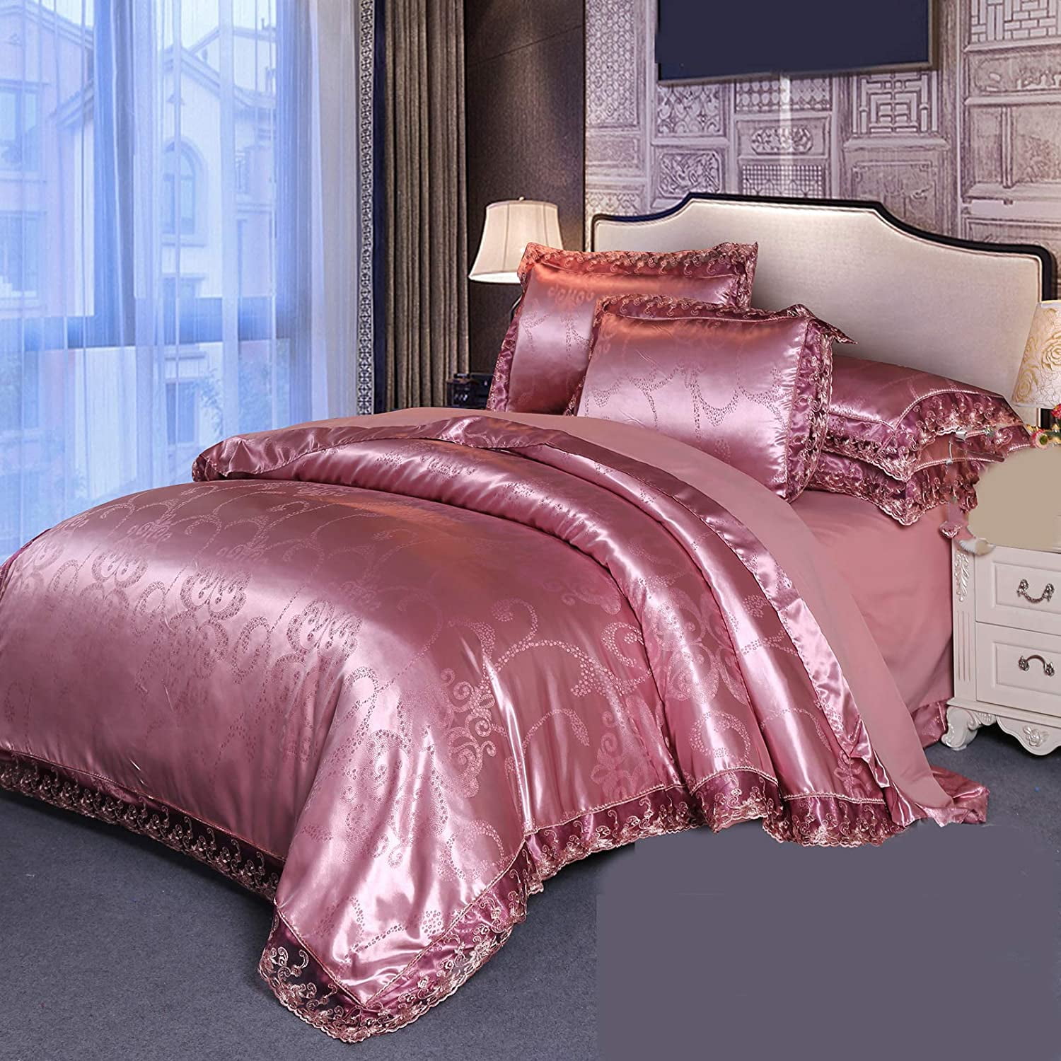 Elegant European Damask Design Fabric Jacquard Weave Duvet Cover 3 ...