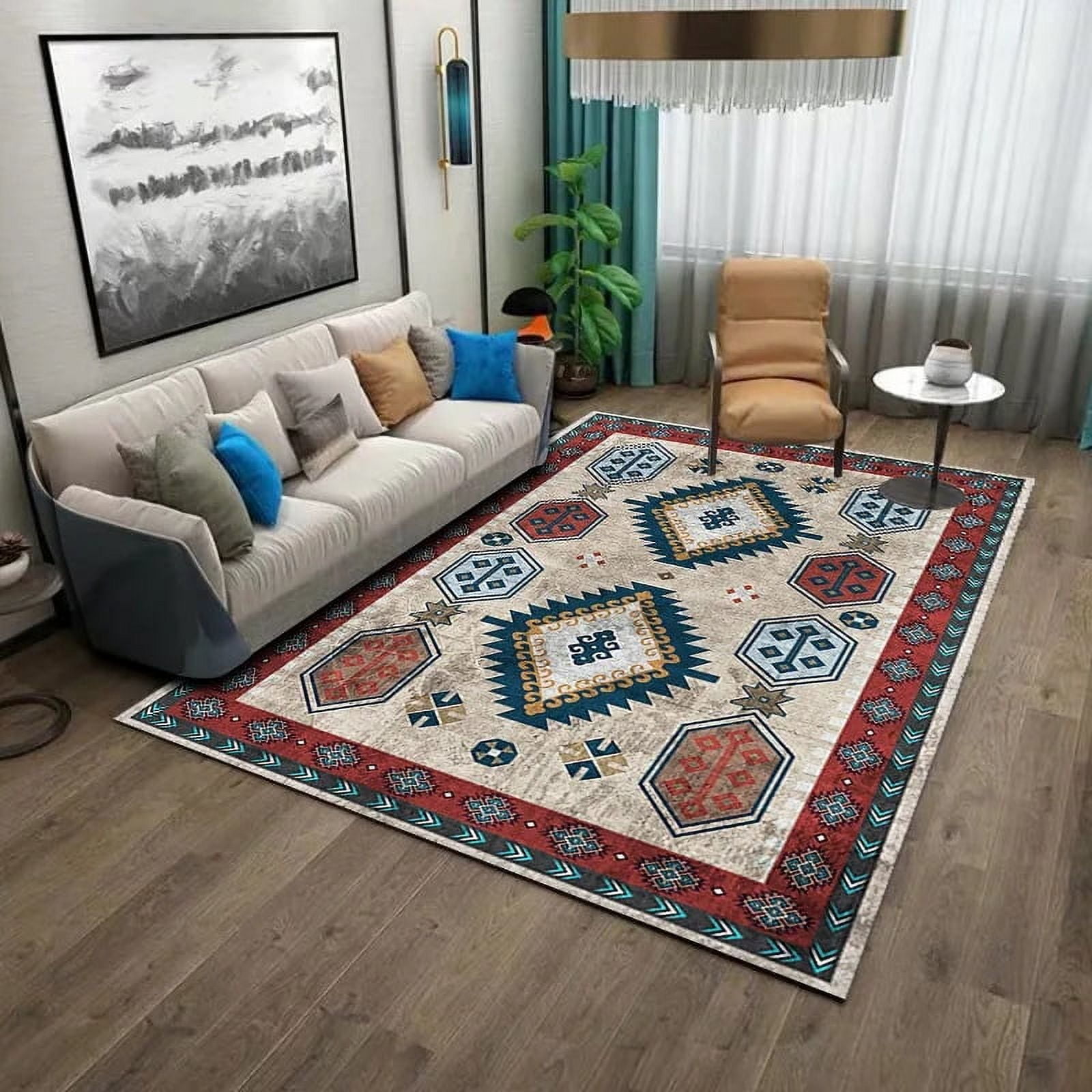 Elegant European Style Floral Area Rugs Non-slip Area Rug Machine ...