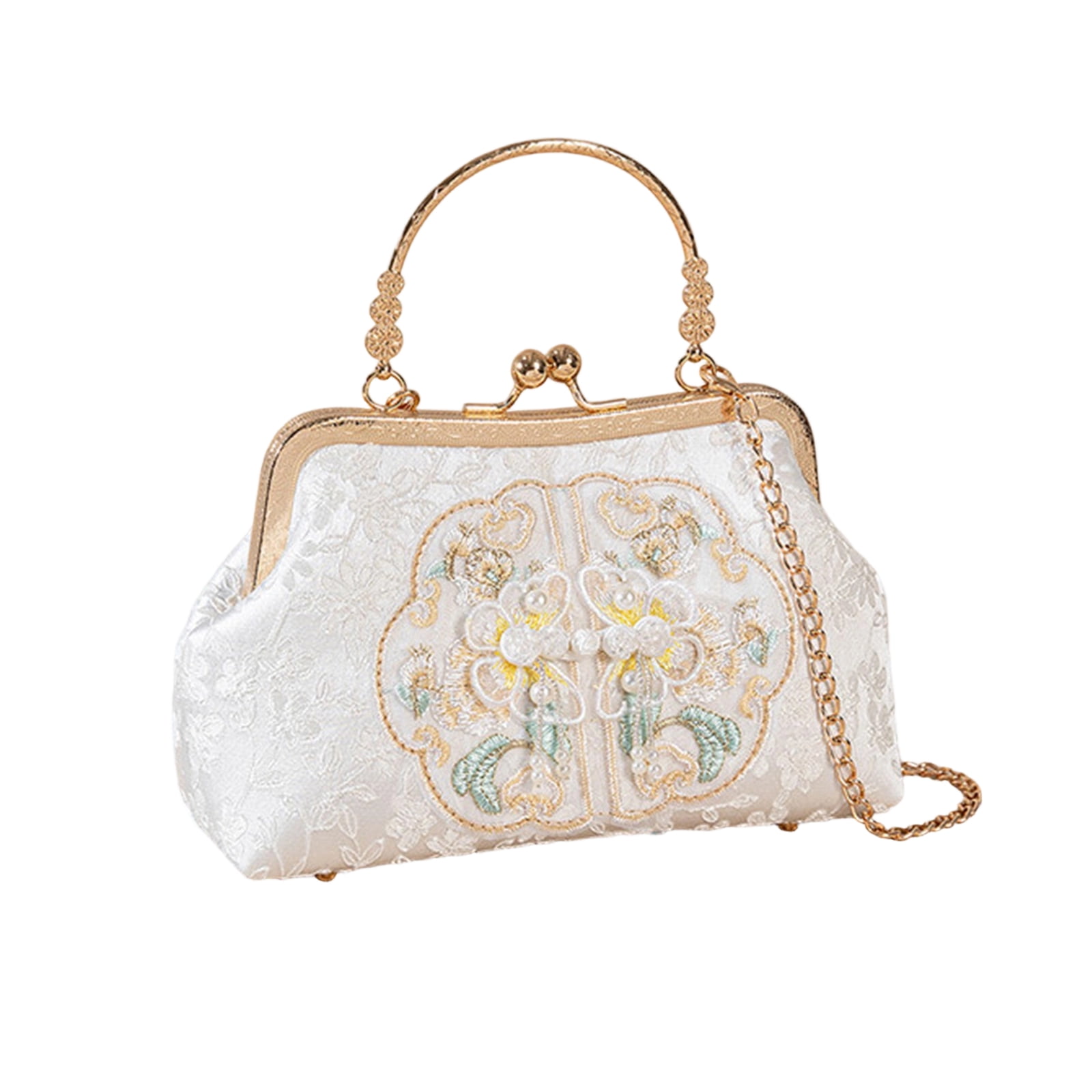 Elegant Evening Bag with Chai Strap Chinese Styles Embroidered Purse ...