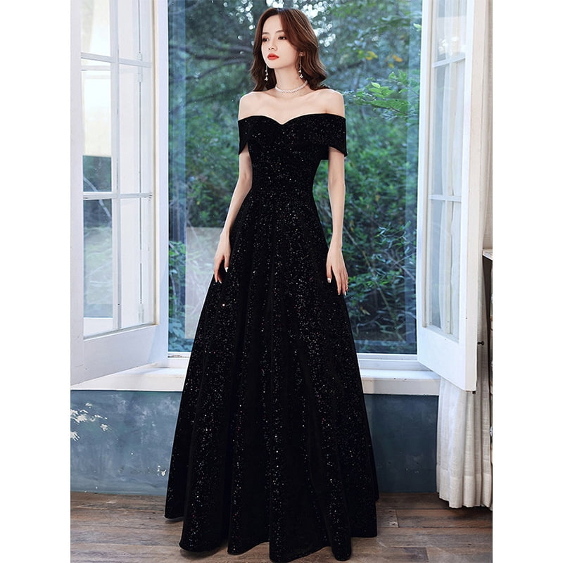 Elegant Evening Dress for Women 2025 New Black Velvet Dress Socialite ...