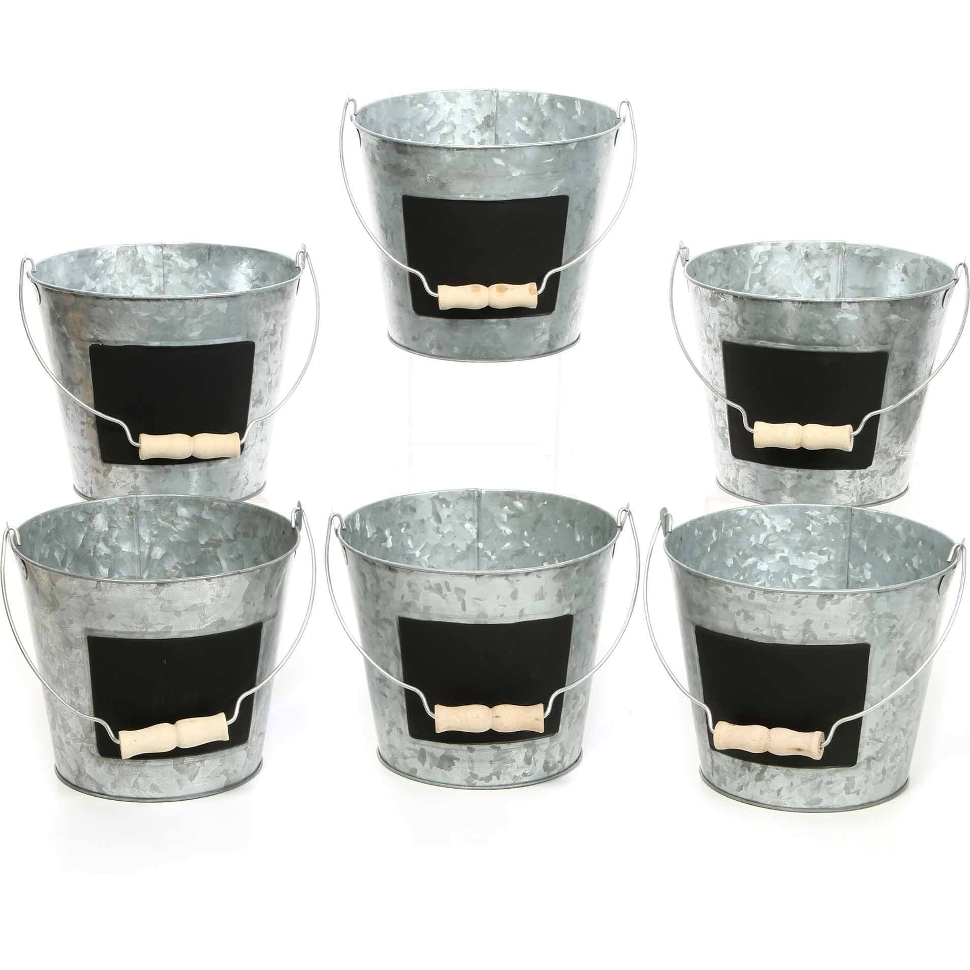 Elegant Expressions by Hosley Silver 6", Galvanized Metal Bucket Pails ...