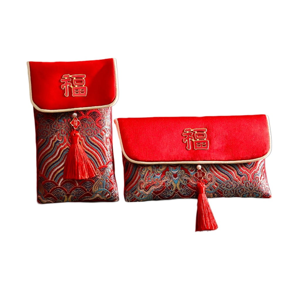 Elegant Fabric Red Envelopes for Chinese New Year - Luxury Gold-Stamped ...