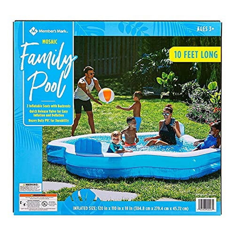 Elegant Family Pool 10 Feet Long 2 Inflatable Seats with Backrests. New ...