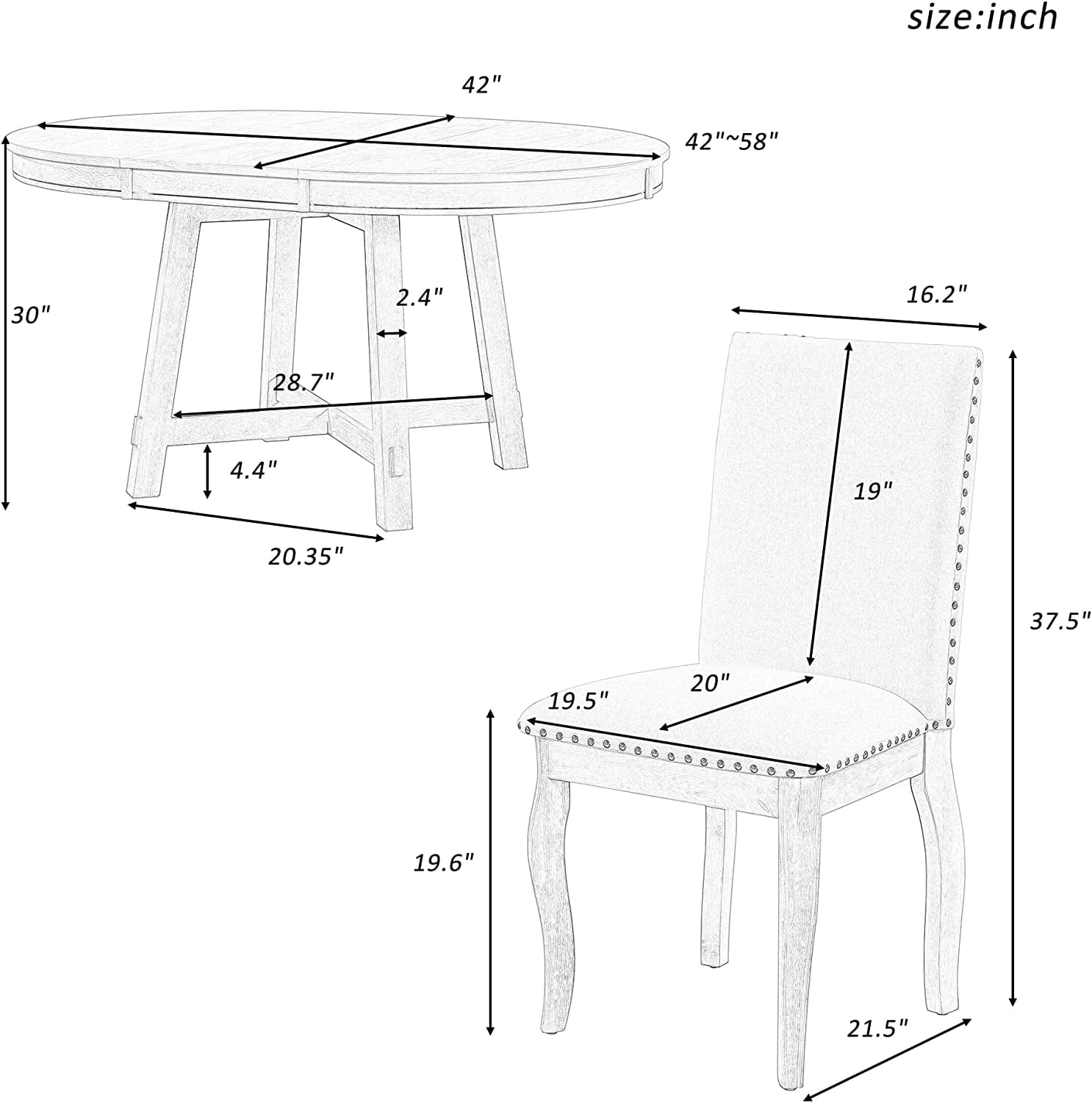 Elegant Farmhouse Dining Table Set with Extendable Design and ...