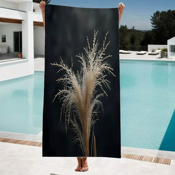 Elegant Feathery Design Beach Towel - Soft Lightweight Perfect for Pool ...