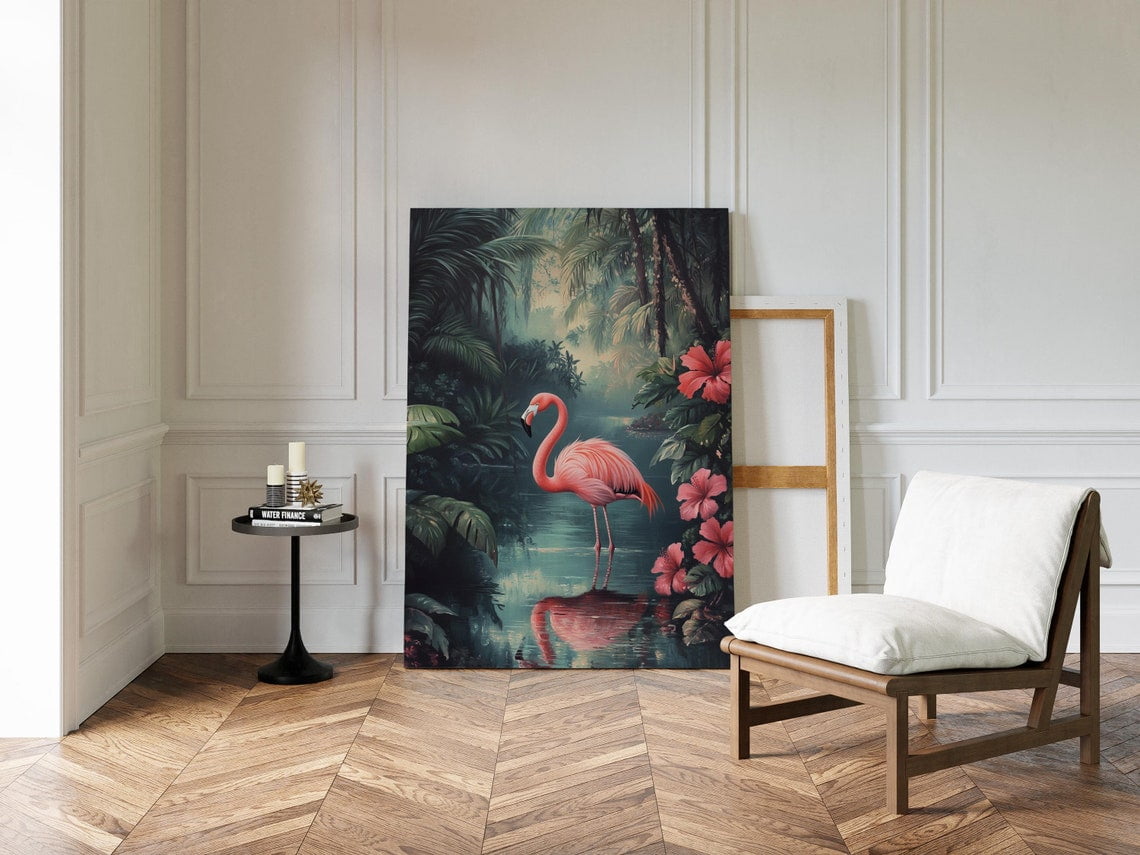 Elegant Flamingo And Hibiscus Tropical Wall Art For Vibrant Jungle ...