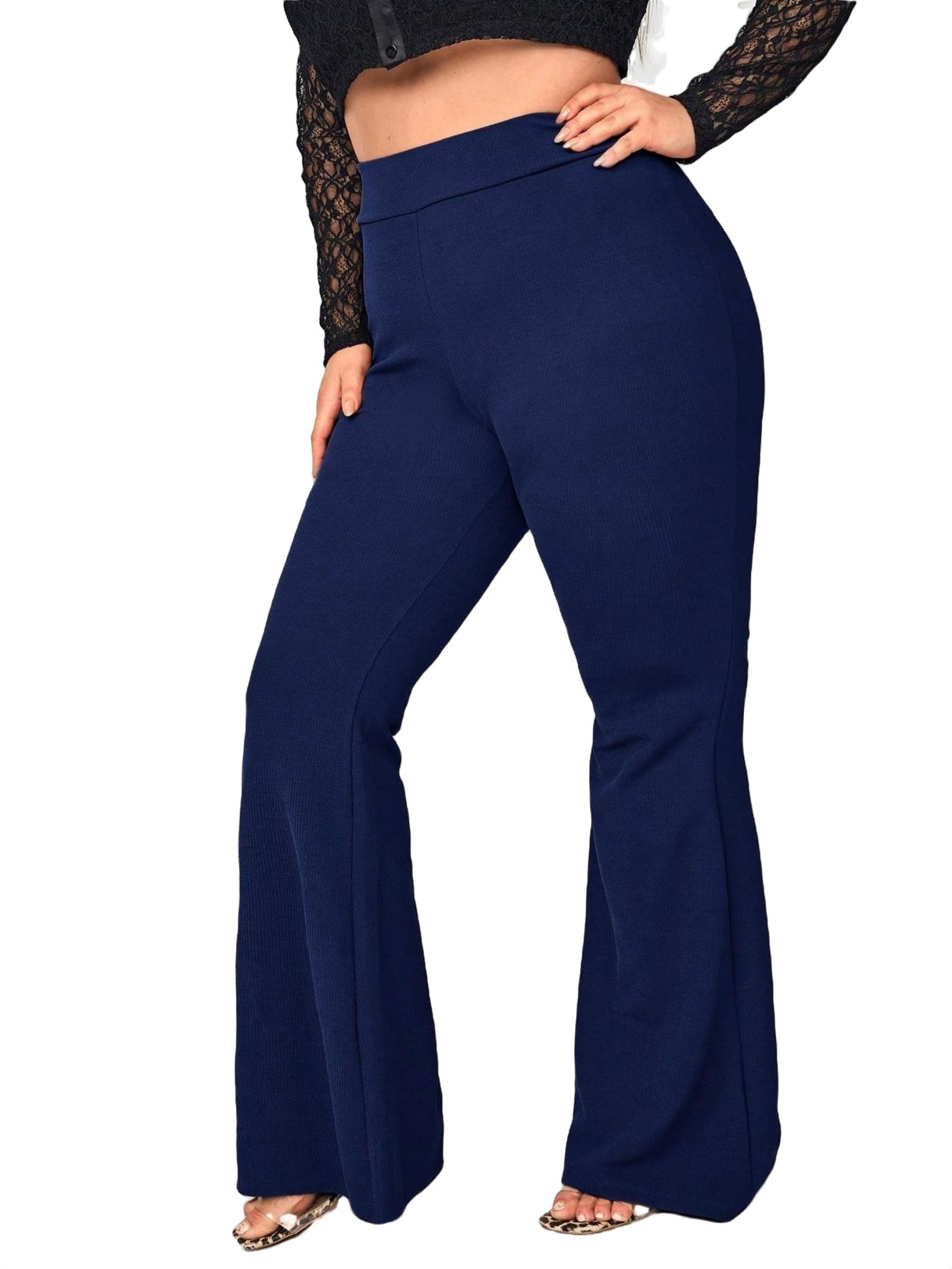 Elegant Flare Leg Navy Blue Plus Size Pants (Women's) - Walmart.com