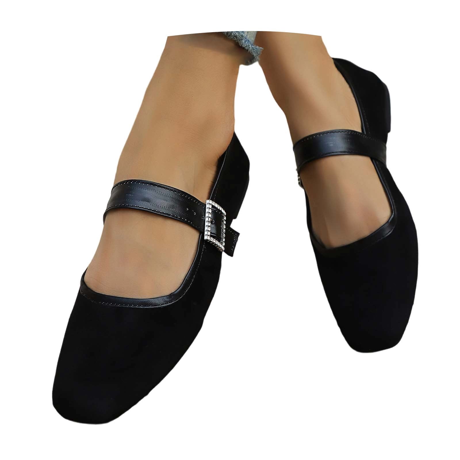 Elegant Flat Toe on Shoes with Soft Insoles and Band Buckle for ...