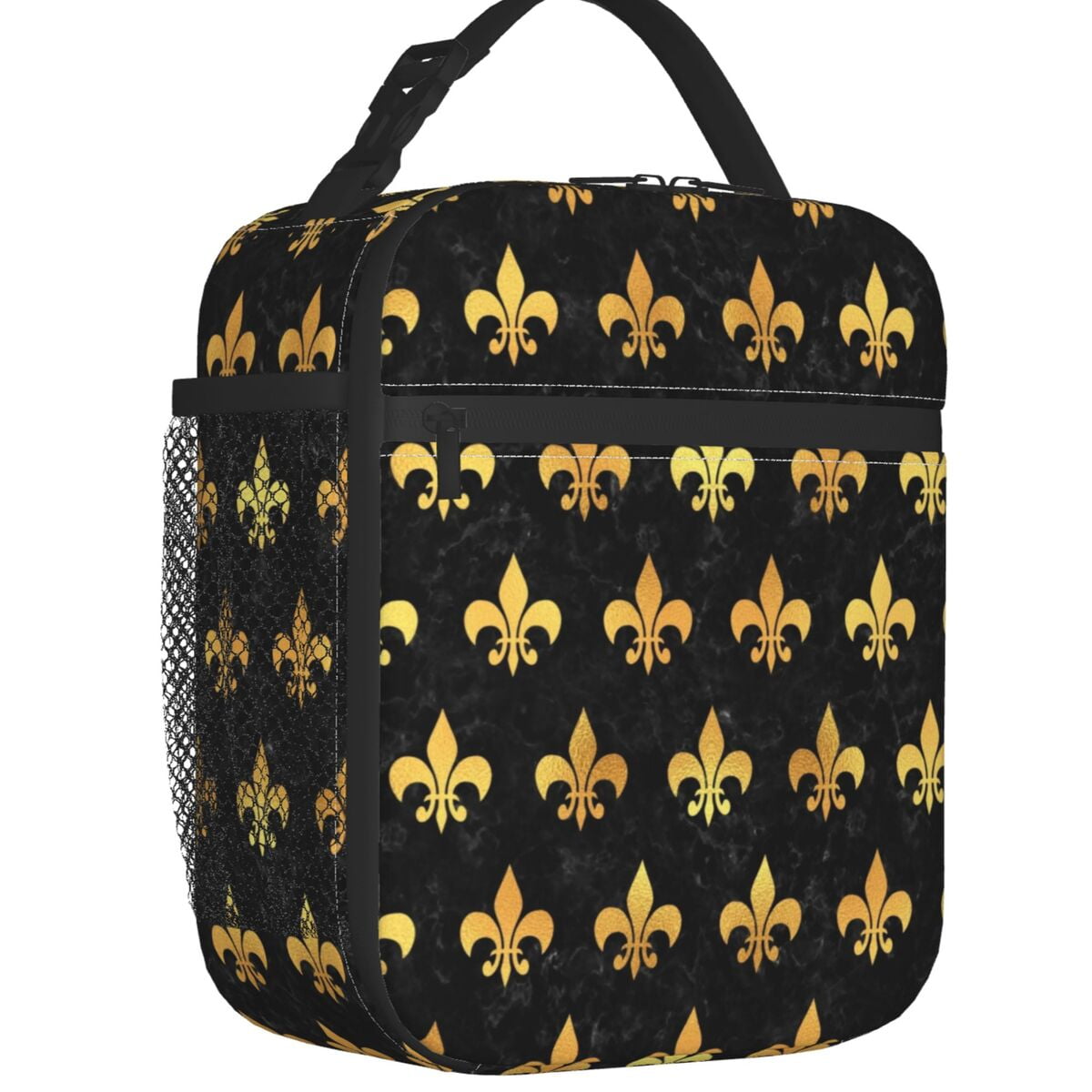 Elegant Fleur De Lis Lily Flower Pattern Insulated Lunch Tote Bag Unisex Thermal Cooler Food ...