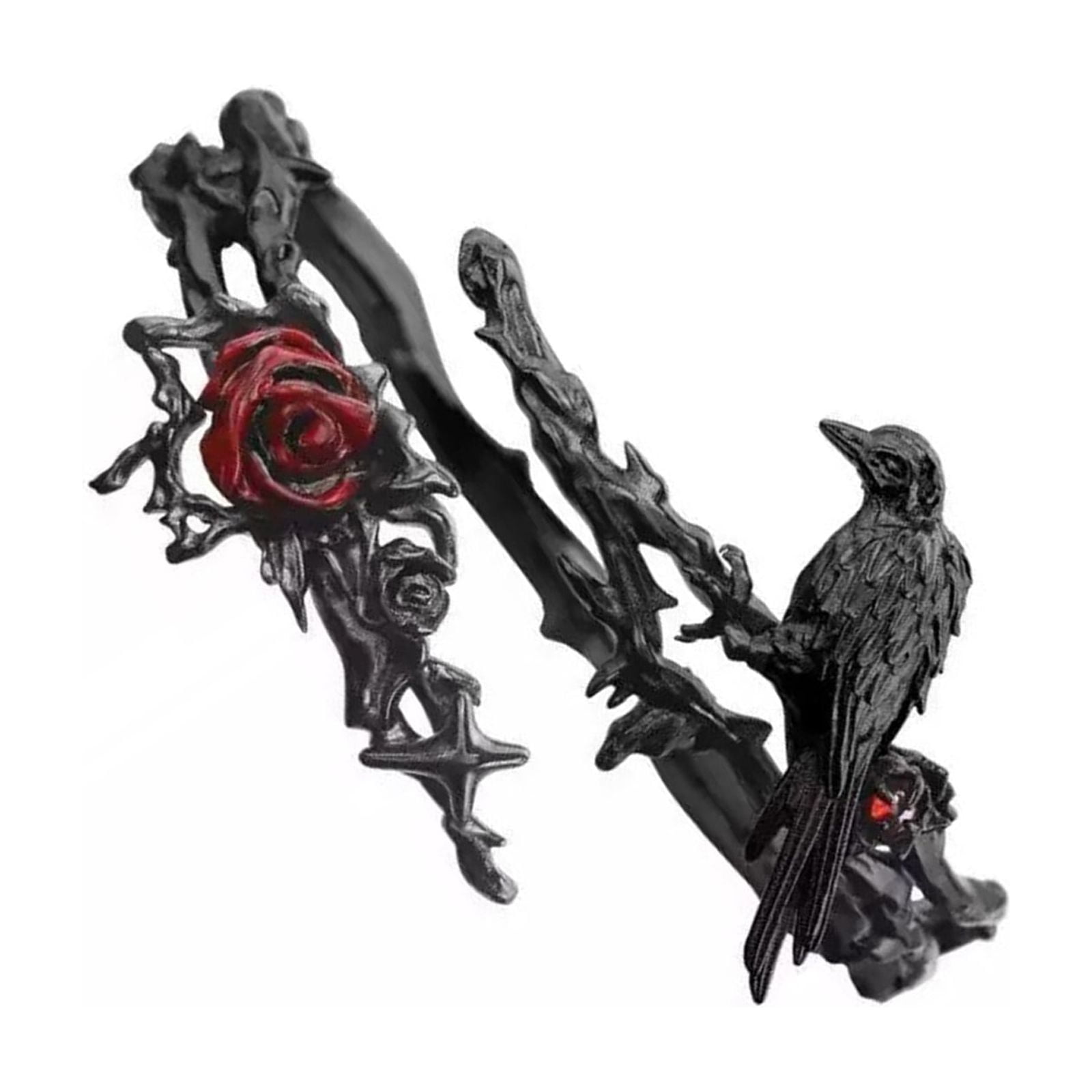 Elegant Floral Adjustable Metal Bracelet Dark Theme Crow Rose Designs ...