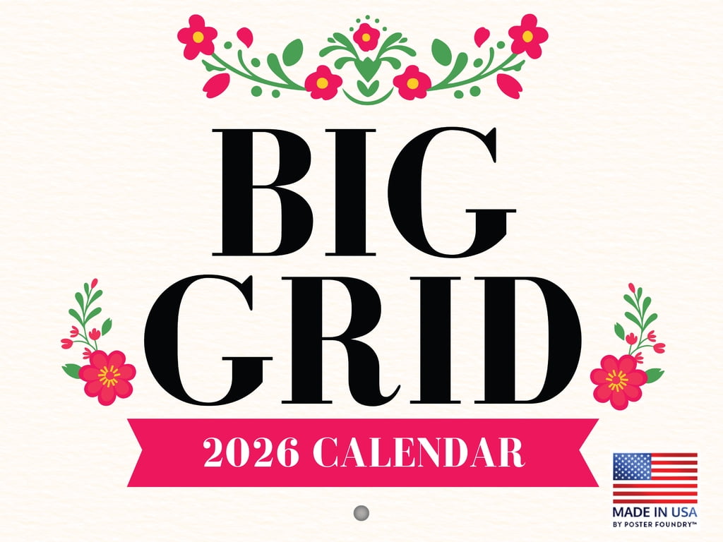 Elegant Floral Big Grid Calendar 2026 - Walmart.com