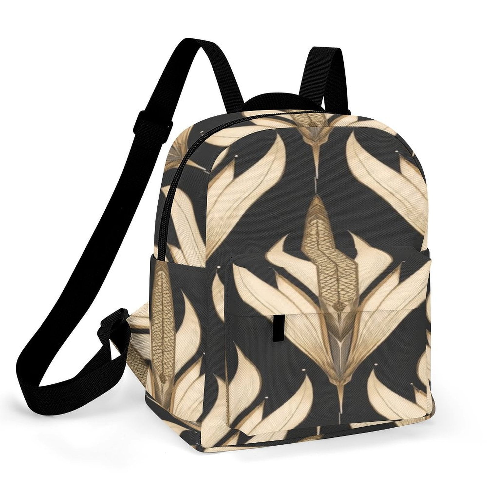 Elegant Floral Black Gold Pattern Small Backpack Cute Mini Backpacks ...