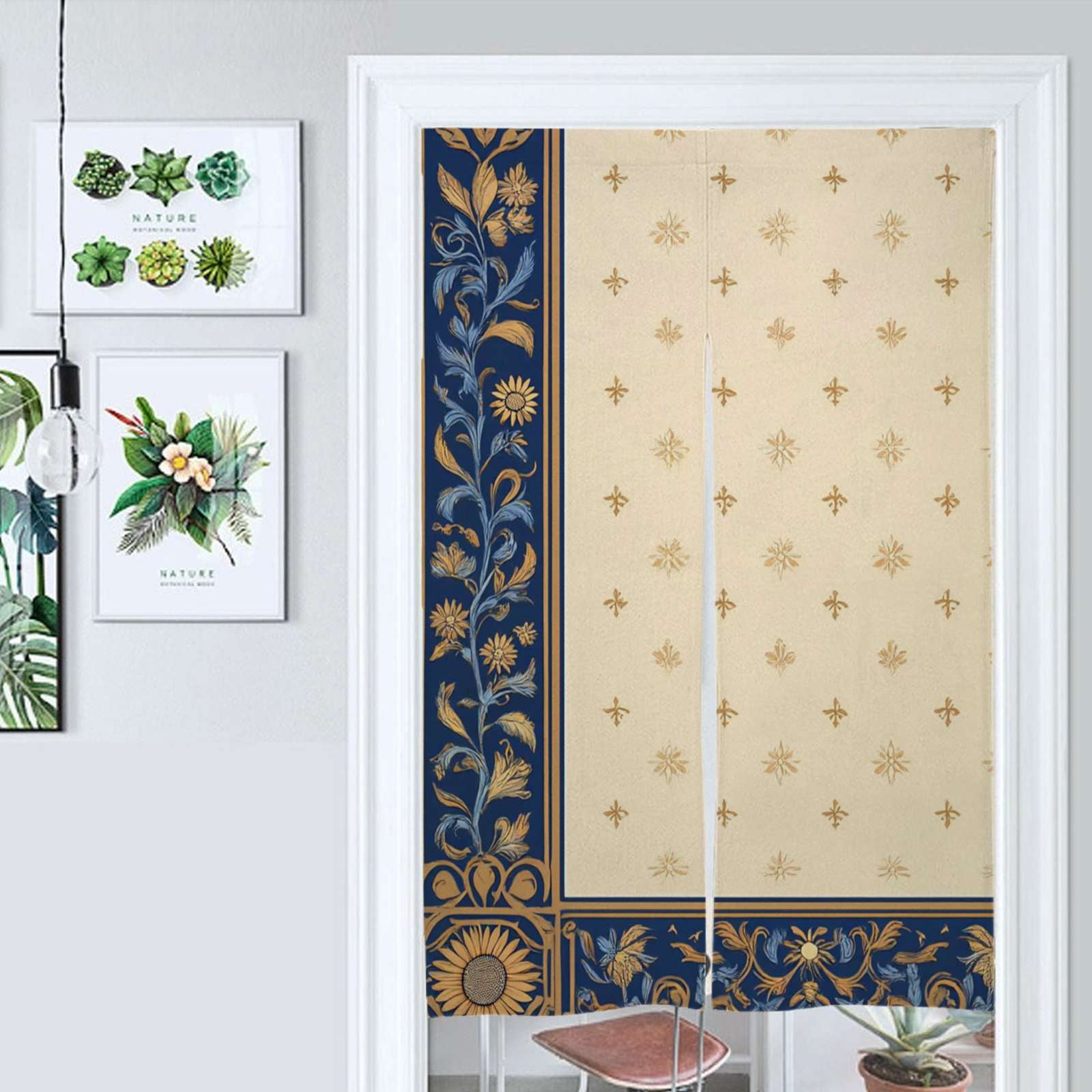 Elegant Floral Border Design Door Curtain Nordic Living Room ...