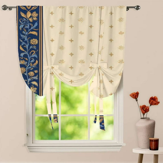 Elegant Floral Border Design Window Curtain for Living Room Roman ...