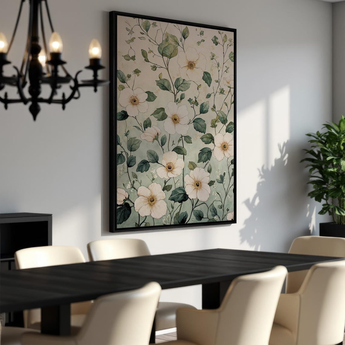 Elegant Floral Botanical Art - Poster Of Delicate White Flowers And ...