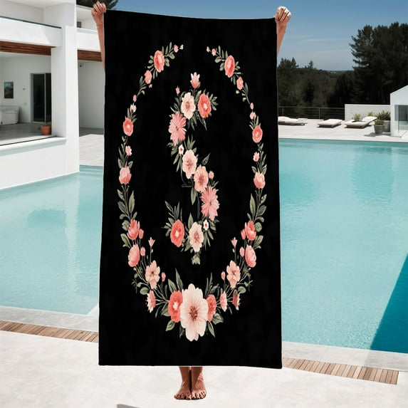 Elegant Floral Circular Pattern Beach Towel - Pink & Peach Flowers ...