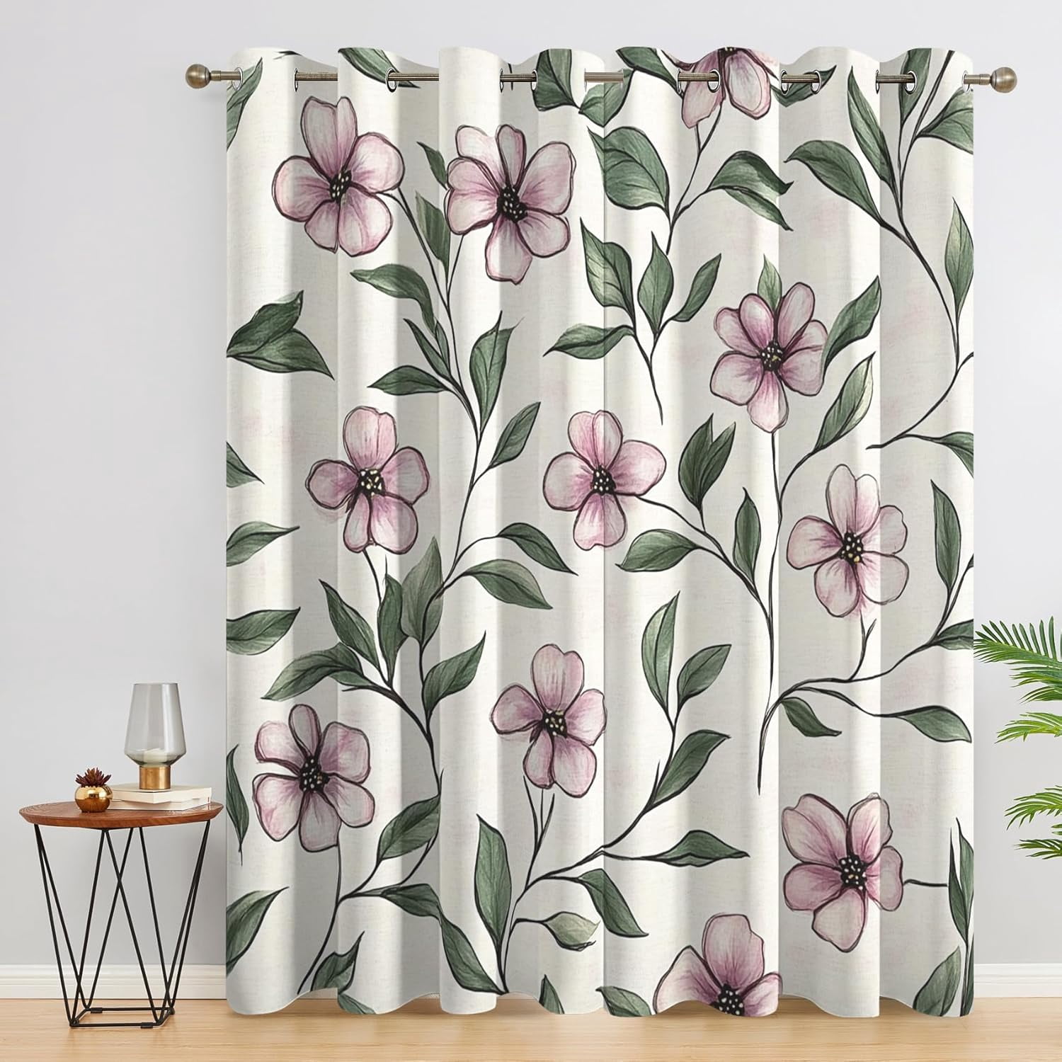 Elegant Floral Curtains For Bedroom, Spring Flower Curtain For Living ...