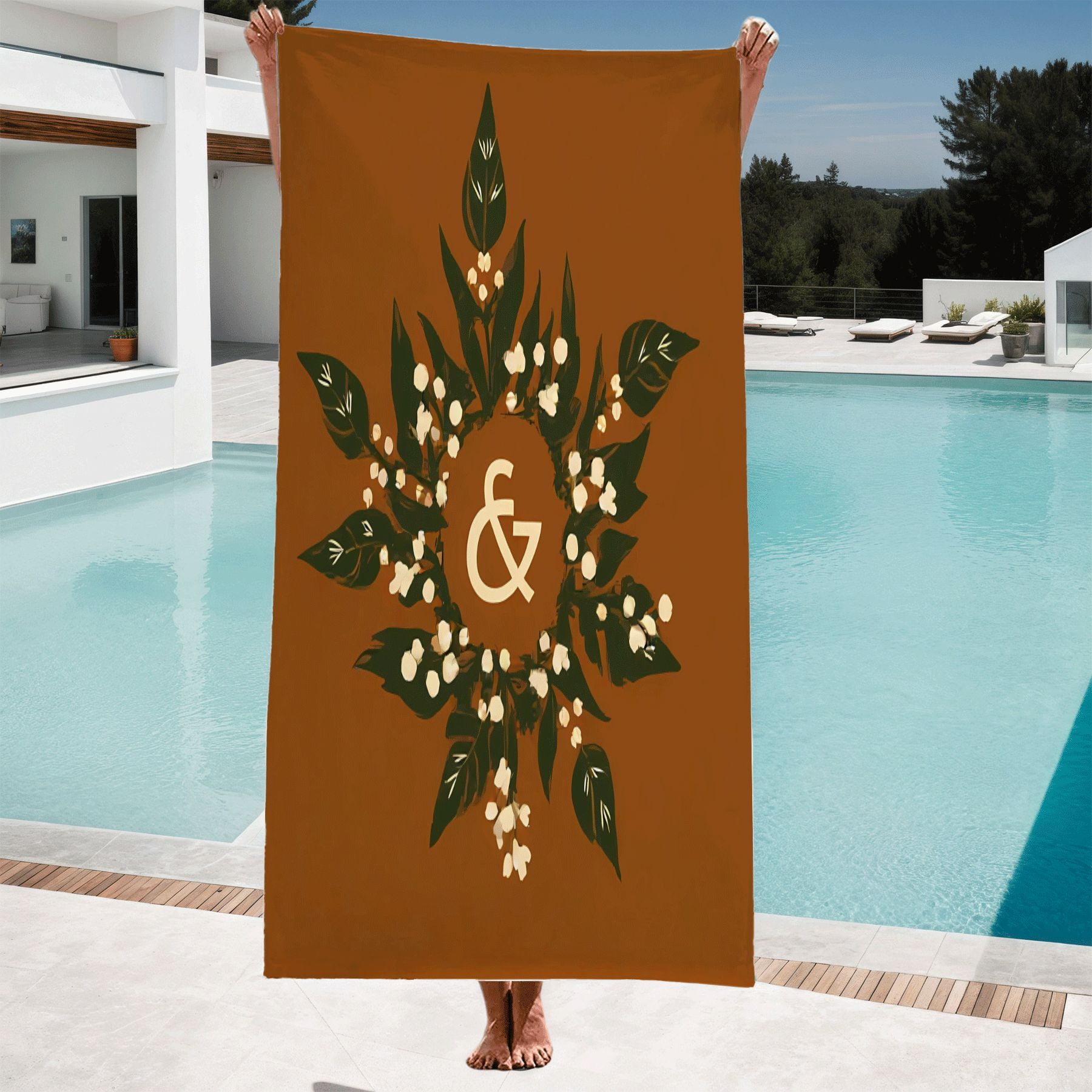 Elegant Floral Design Bath Towel - Stylish Beach Pool & Travel Towel ...