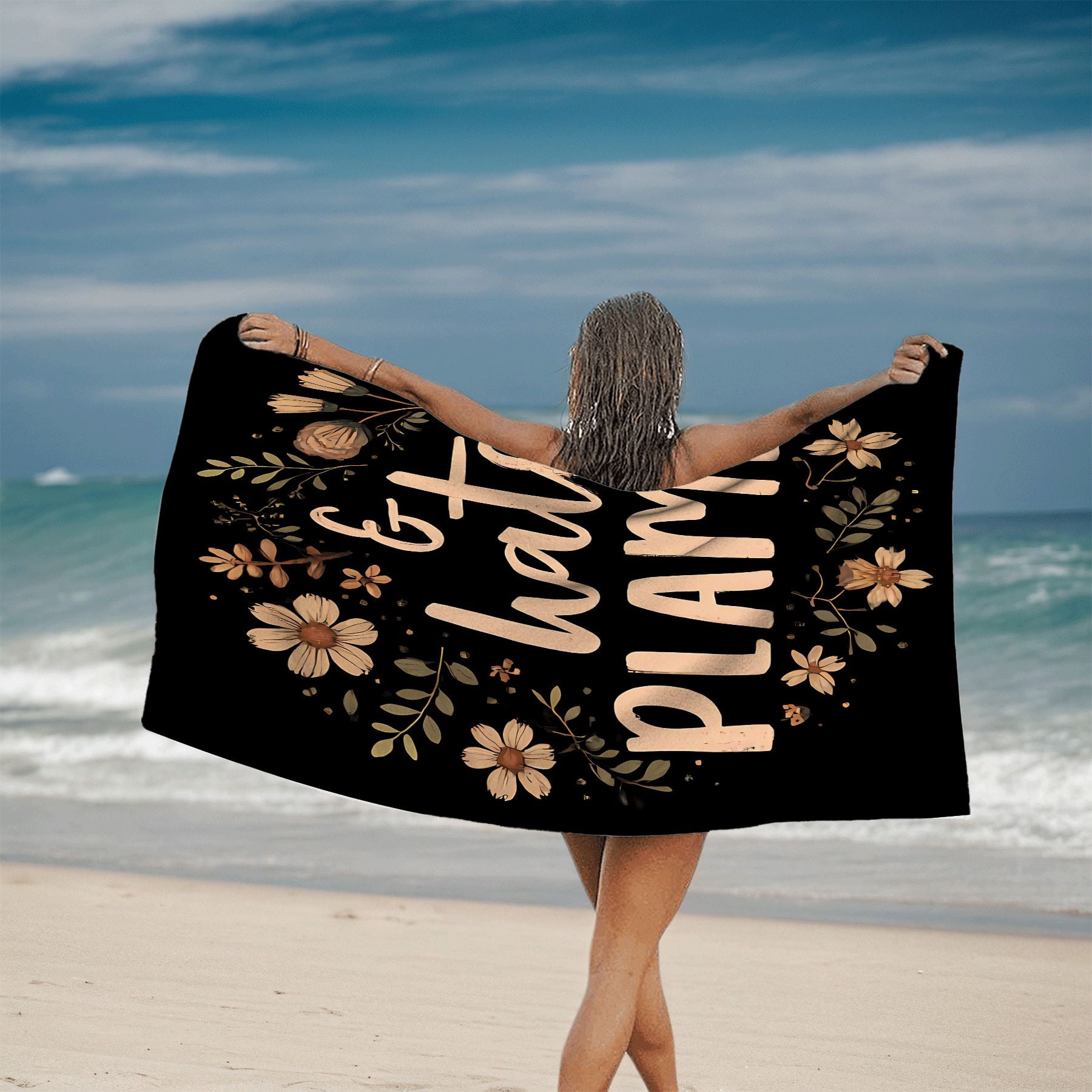Elegant Floral Design Bath Towel - Stylish Beach Pool & Travel Towel ...