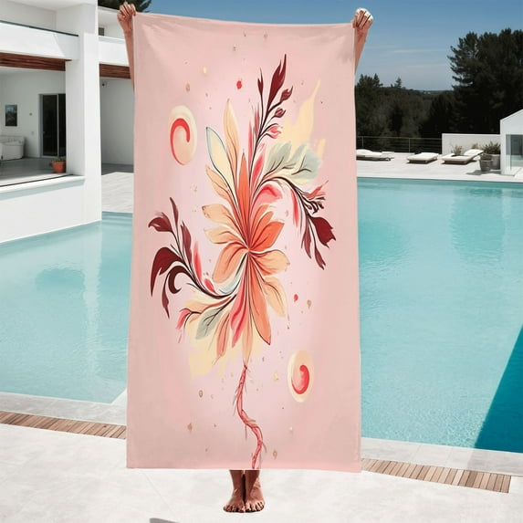 Elegant Floral Design Bath Towel - Vibrant Orange & Red Flowers Soft ...