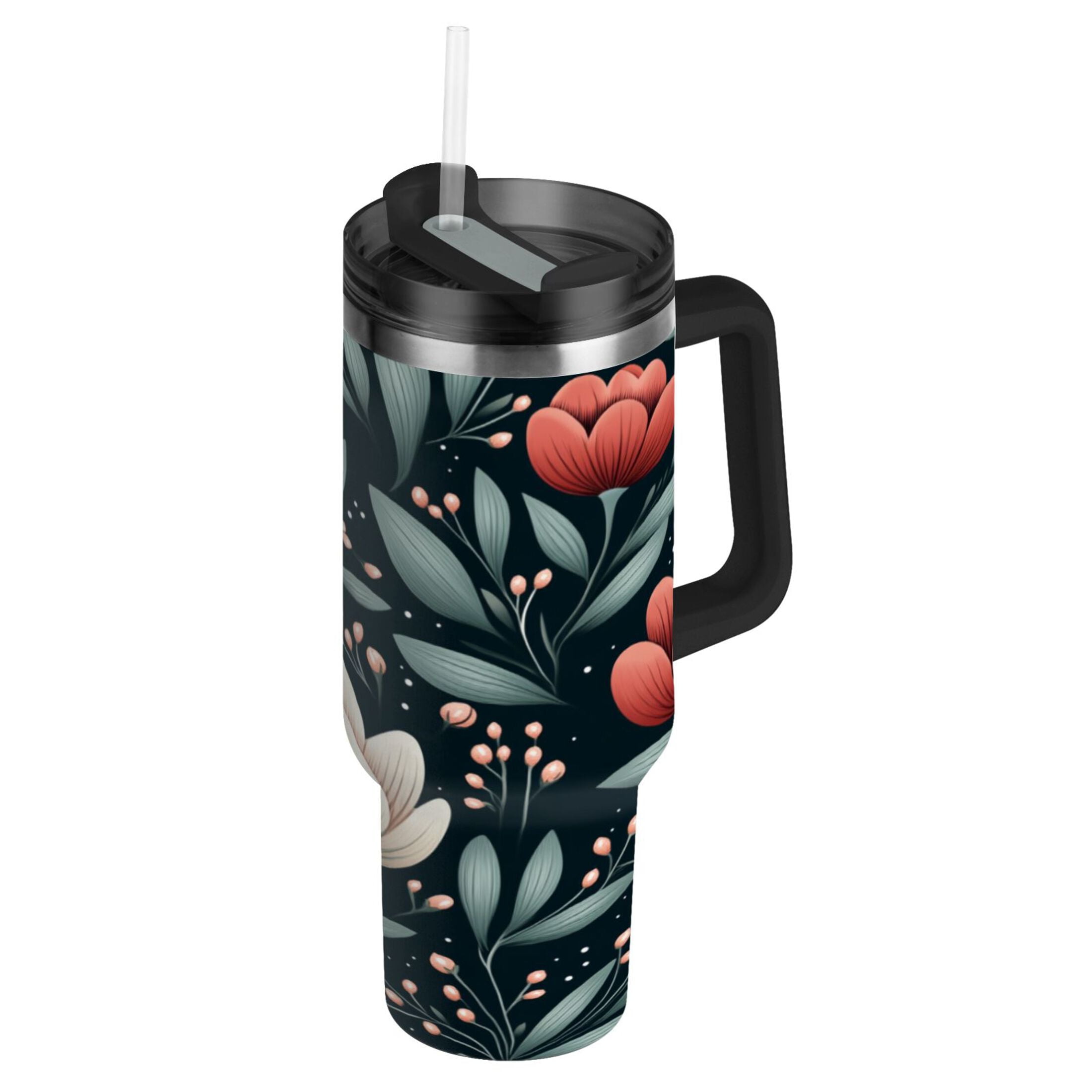 Elegant Floral Design Insulated Tumblers 40oz Double-Walled Stainless ...