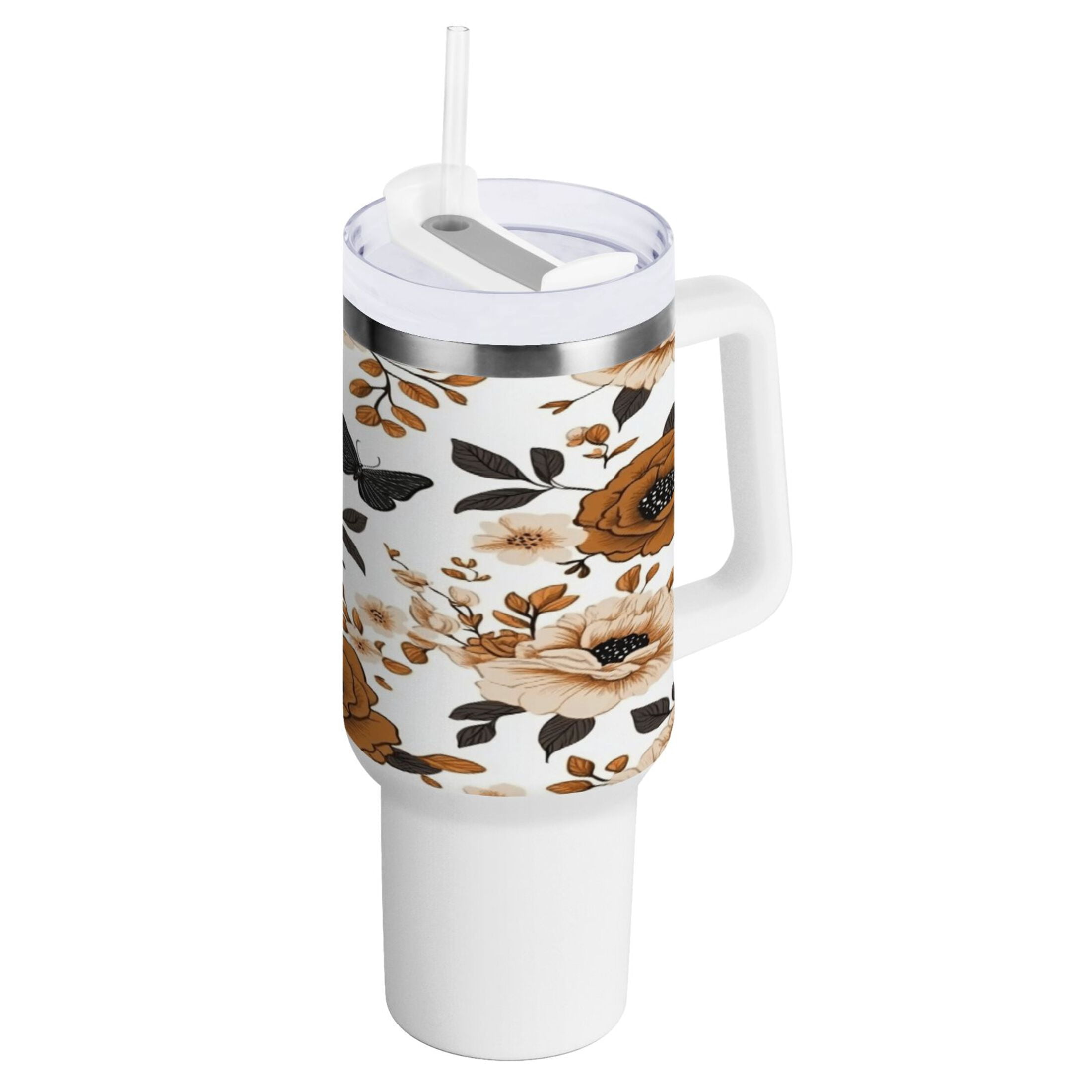 Elegant Floral Design Insulated Tumblers 40oz Double-Walled Stainless ...
