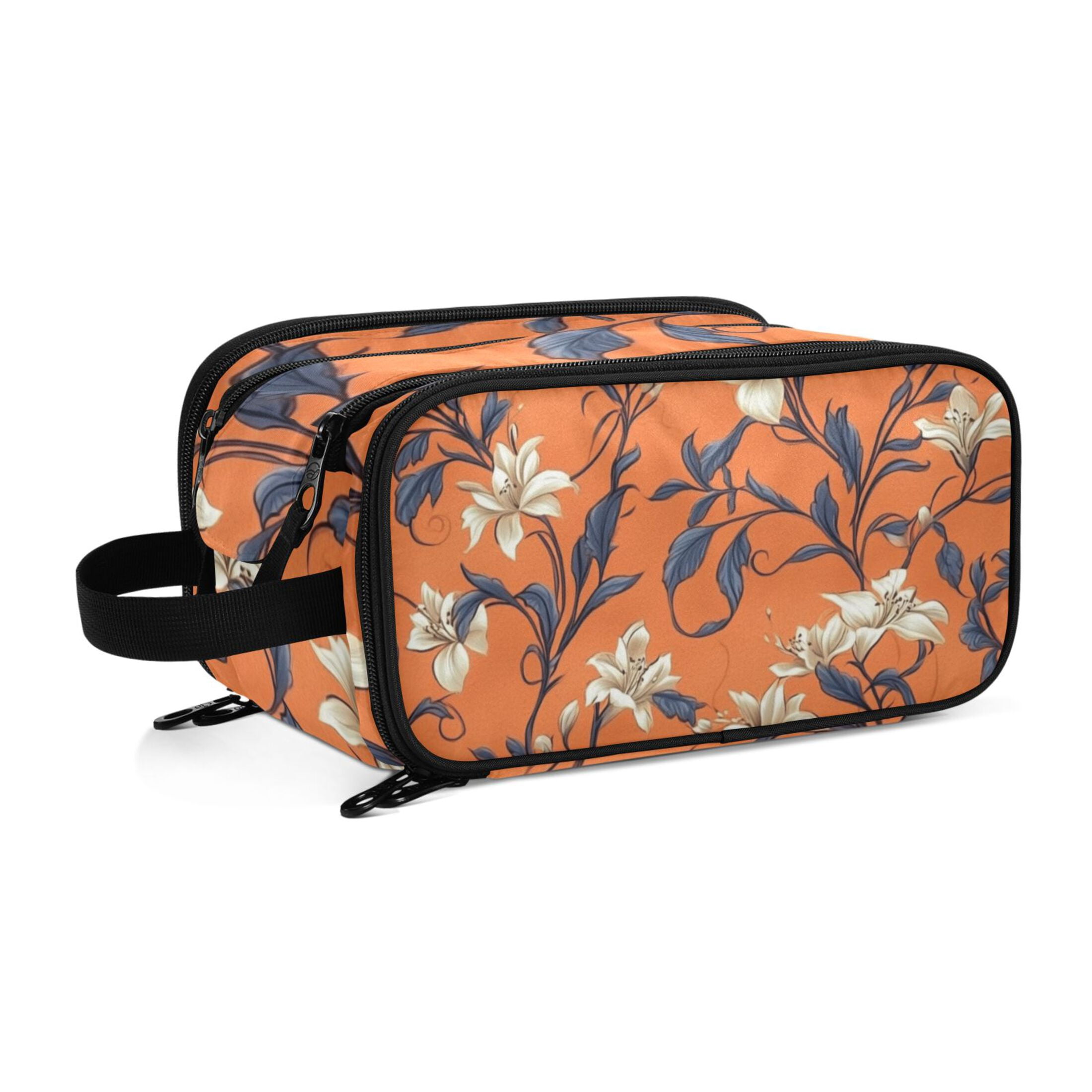 Elegant Floral Design Travel Makeup Bag Large Capacity Cosmetic Bag for ...