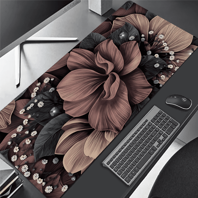 Elegant Floral Desk Mat: Large, Non-Slip Gaming & Office Mouse Pad with ...