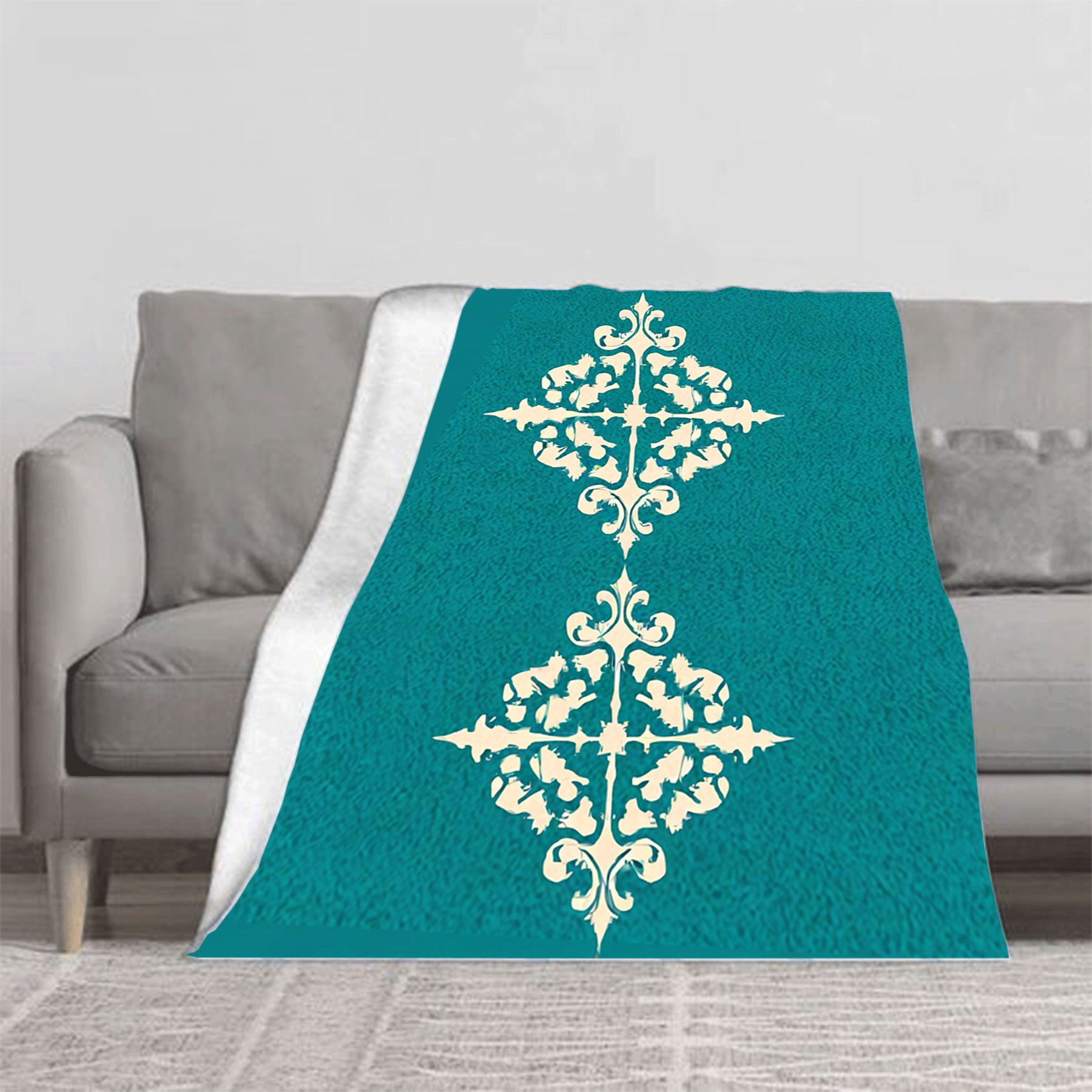 Elegant Floral Diamond Pattern Flannel Blanket - Soft Cozy Durable for ...