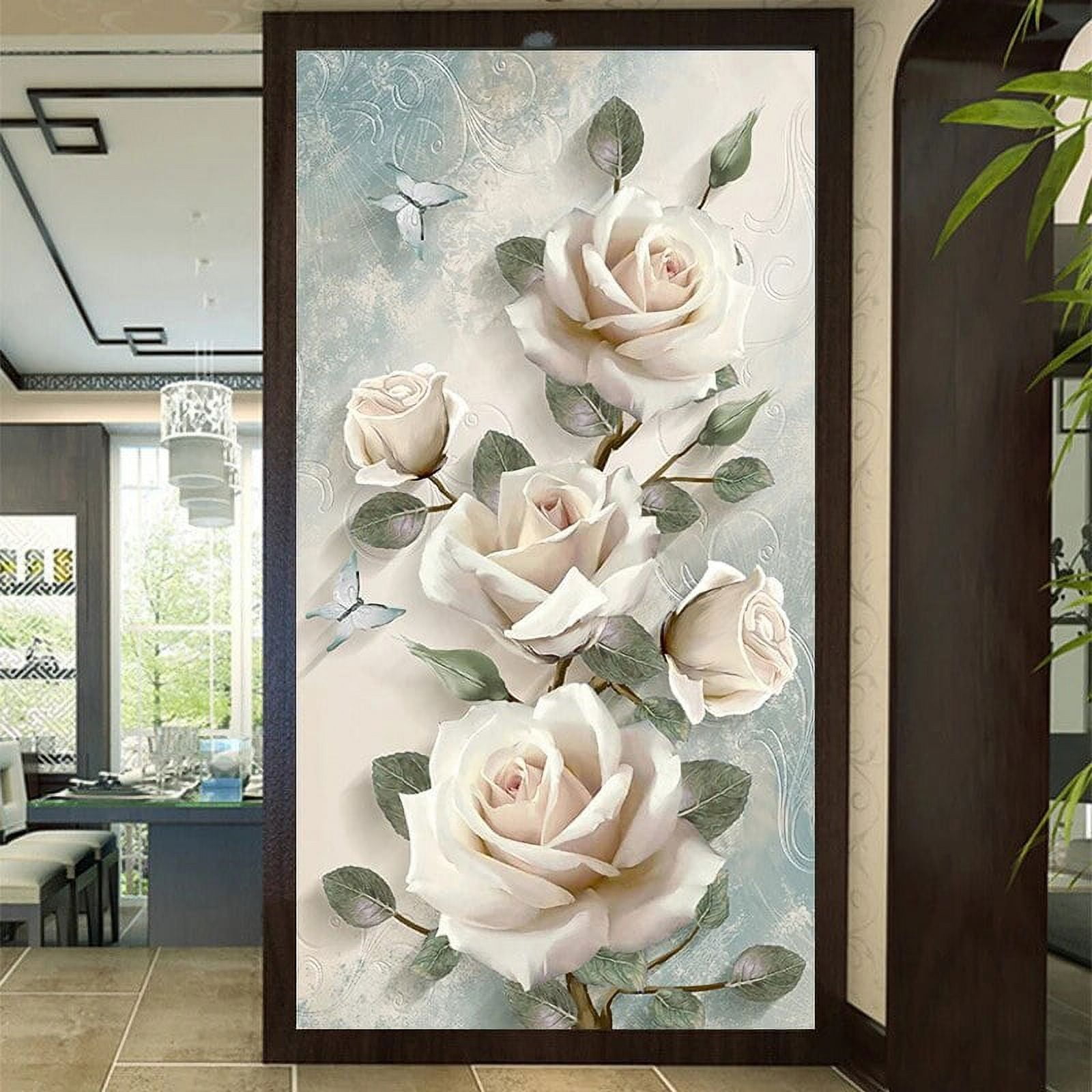 Elegant Floral Door Decals Romantic Floral Bedroom Decor Wallpaper ...