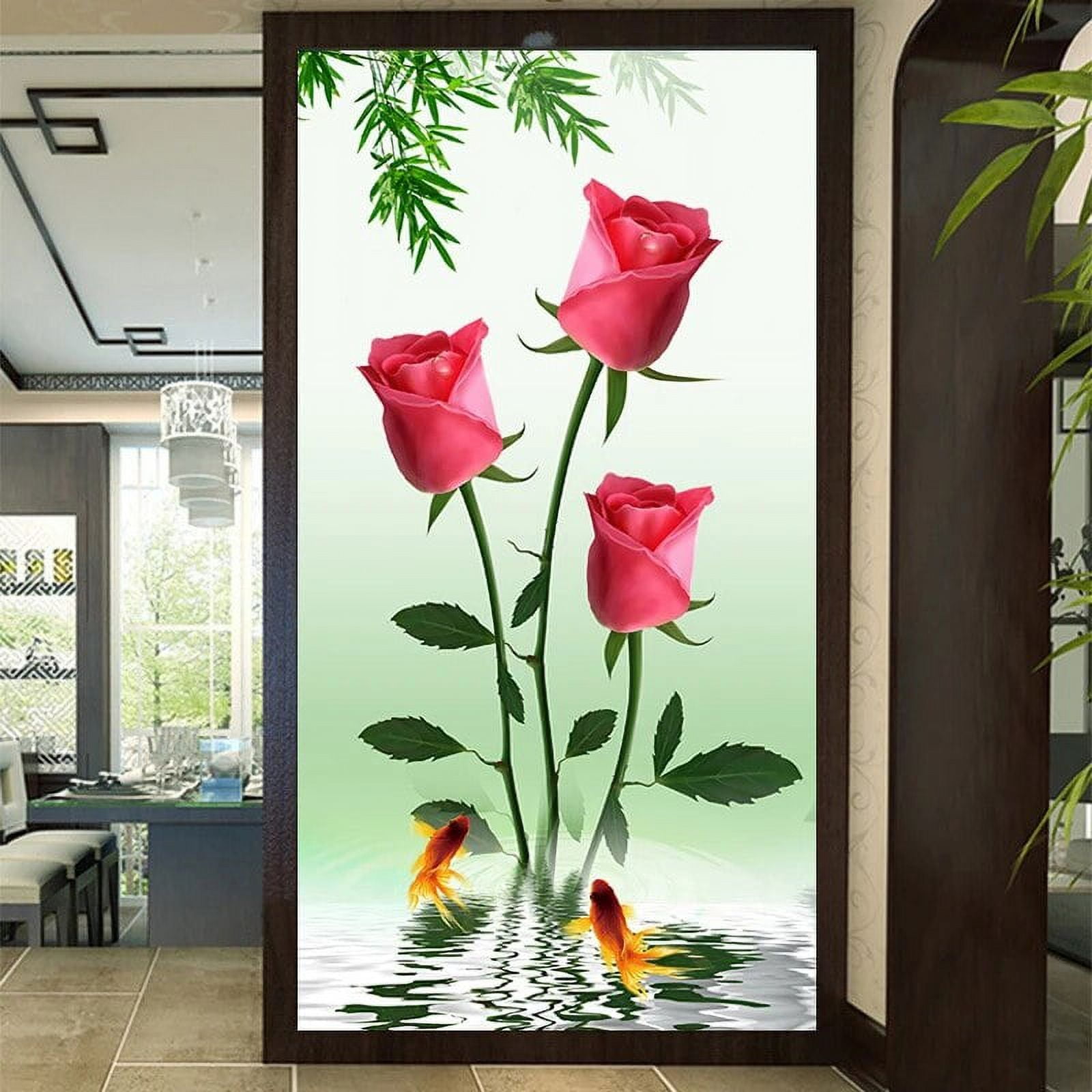 Elegant Floral Door Decals Romantic Floral Bedroom Decor Wallpaper ...