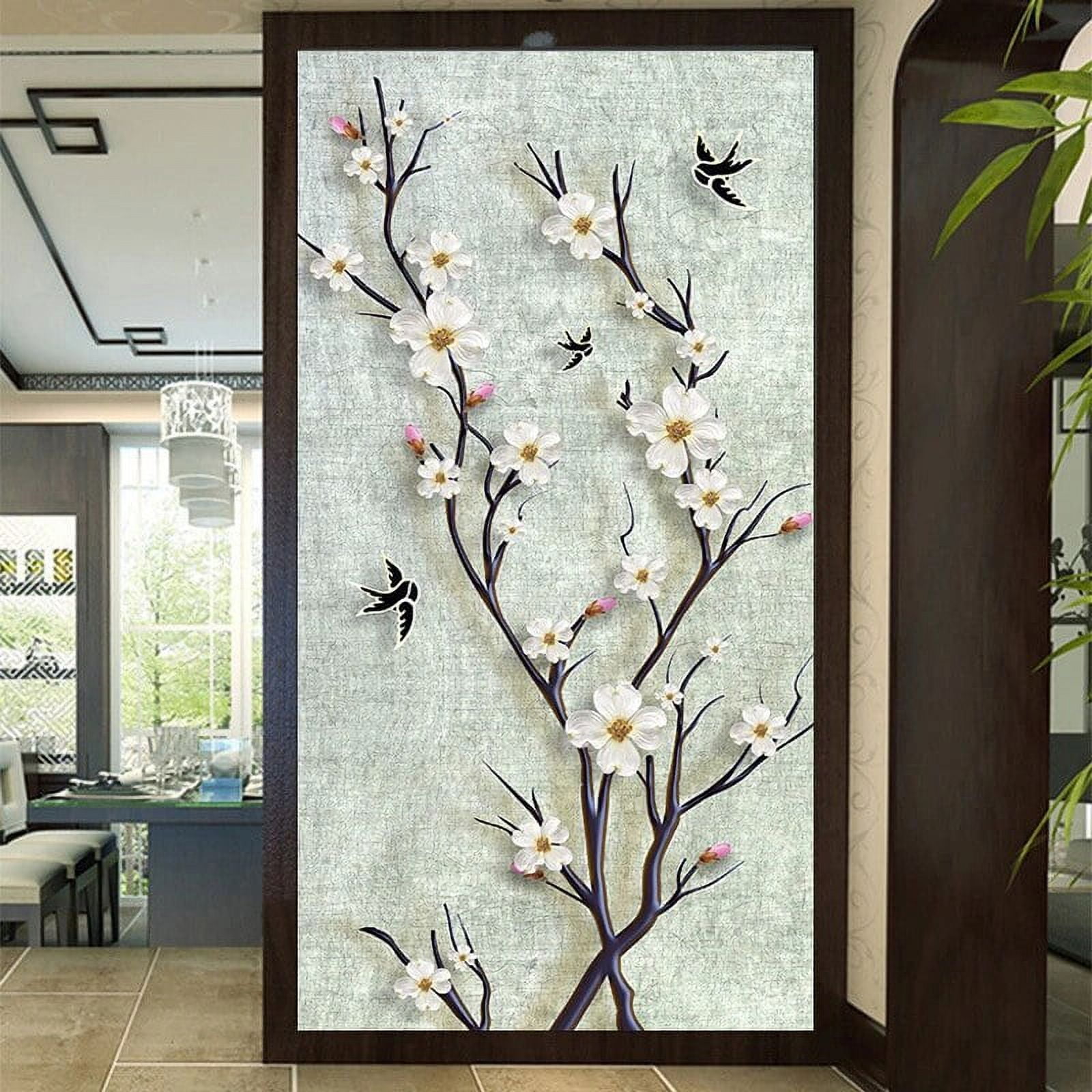Elegant Floral Door Decals Romantic Floral Bedroom Decor Wallpaper ...