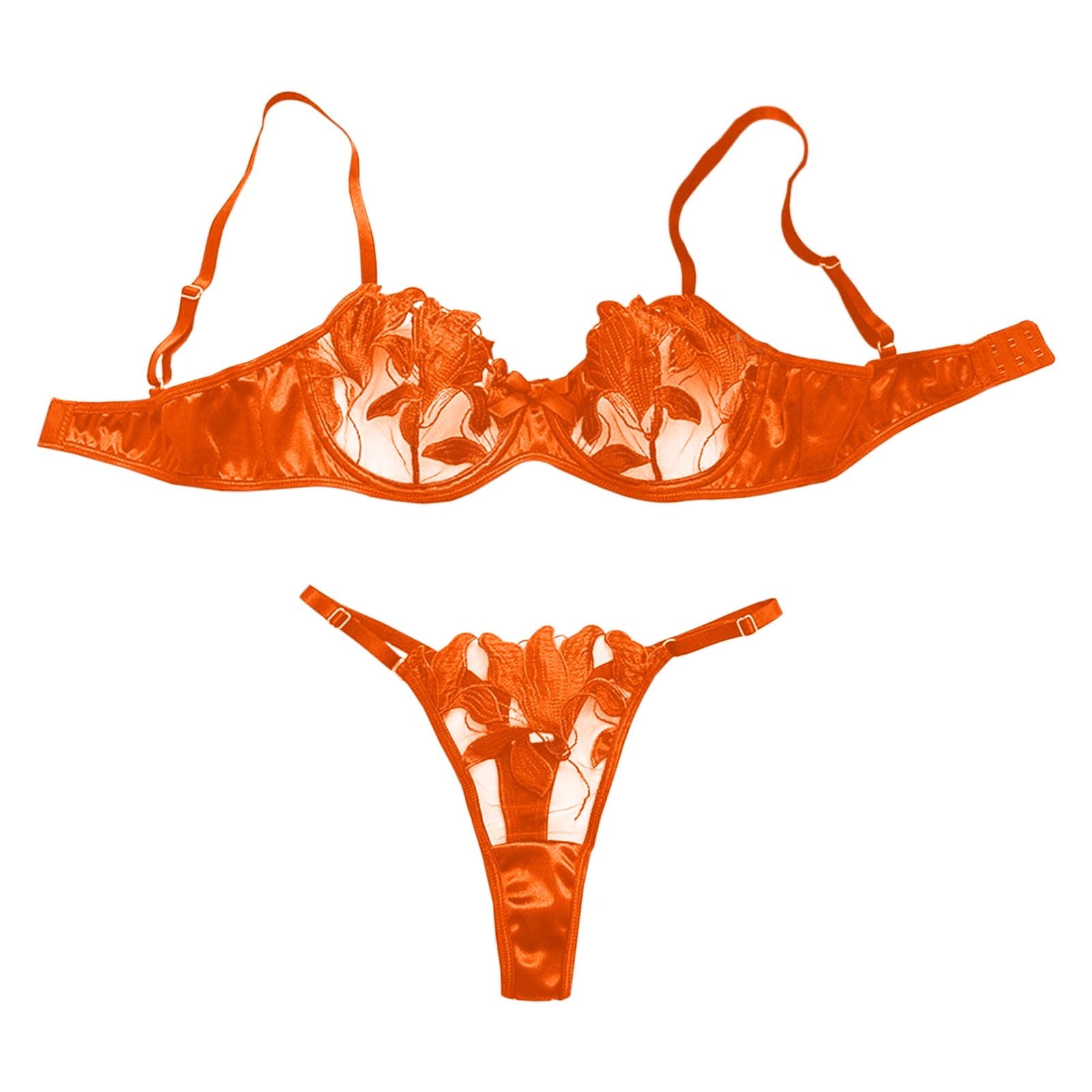 Elegant Floral Embroidery Lingerie Set For Women Sexy Bra And Panty ...