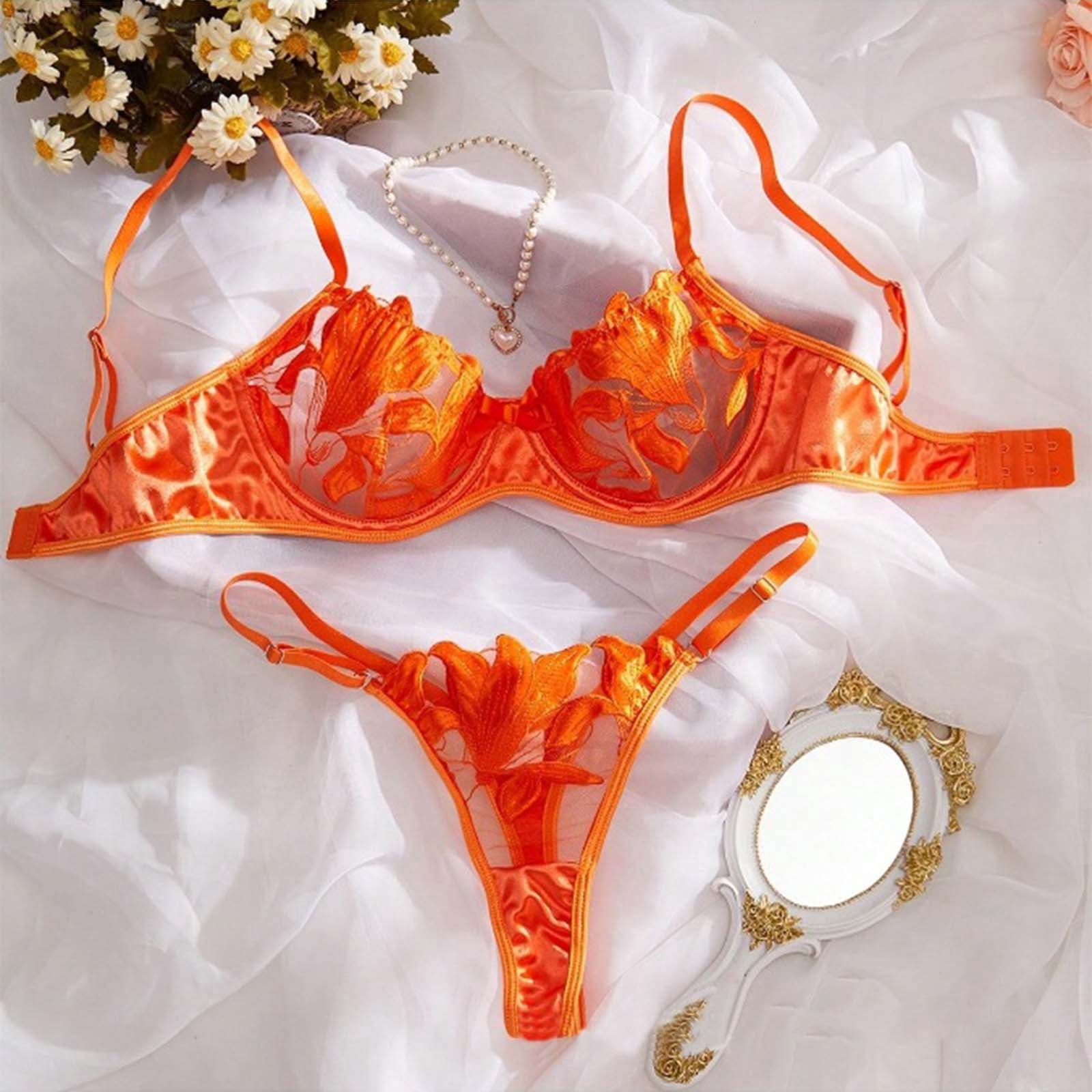 Elegant Floral Embroidery Lingerie Set For Women Sexy Bra And Panty ...