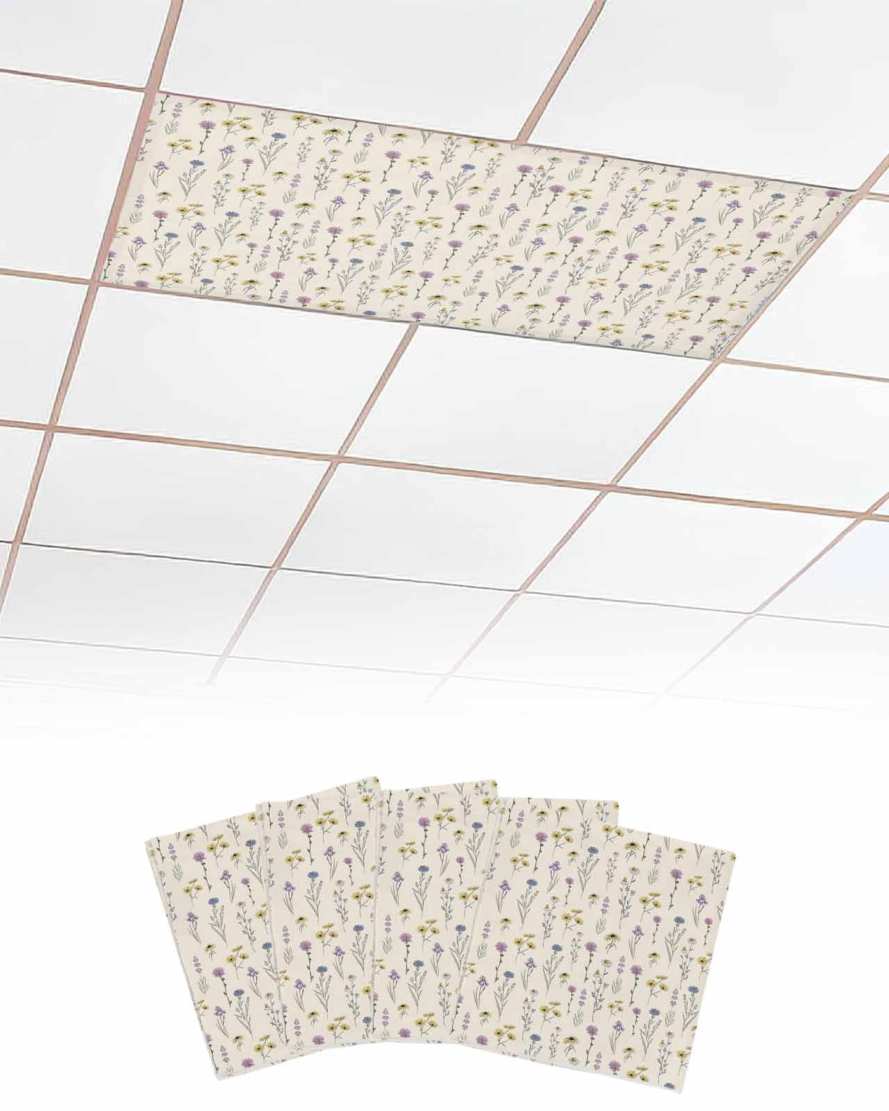 Elegant Floral Fluorescent Light Covers for Ceiling Lights 4x2 feet,4 ...