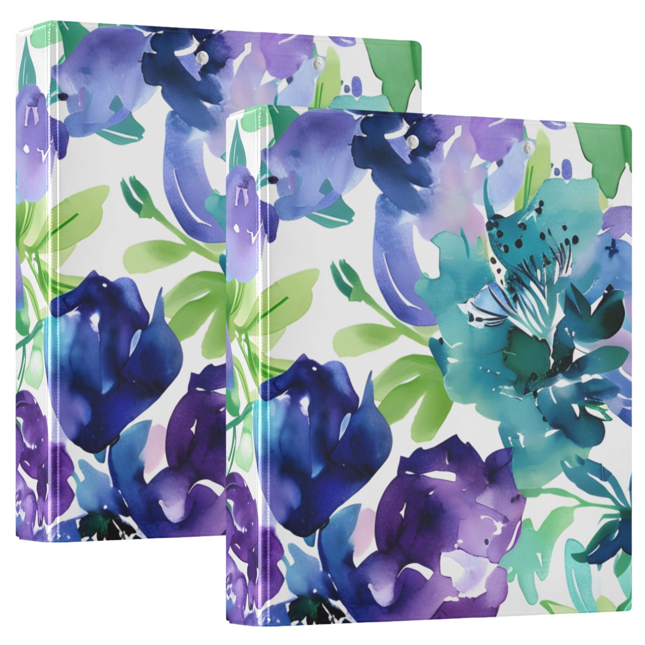 Elegant Floral and Green Leaves 3 Ring Hardcover Binders 1.5" Round ...