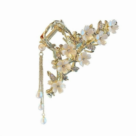 Elegant Floral Hair Clip, Pearl Tassel Bun Holder, Gold Lily of The ...