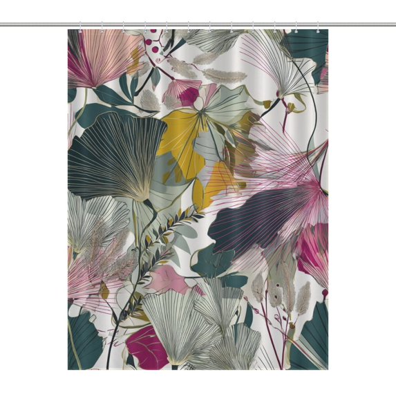 Elegant Floral Leaf Pattern Design Art Cloth Fabric Bathroom Decor Set ...