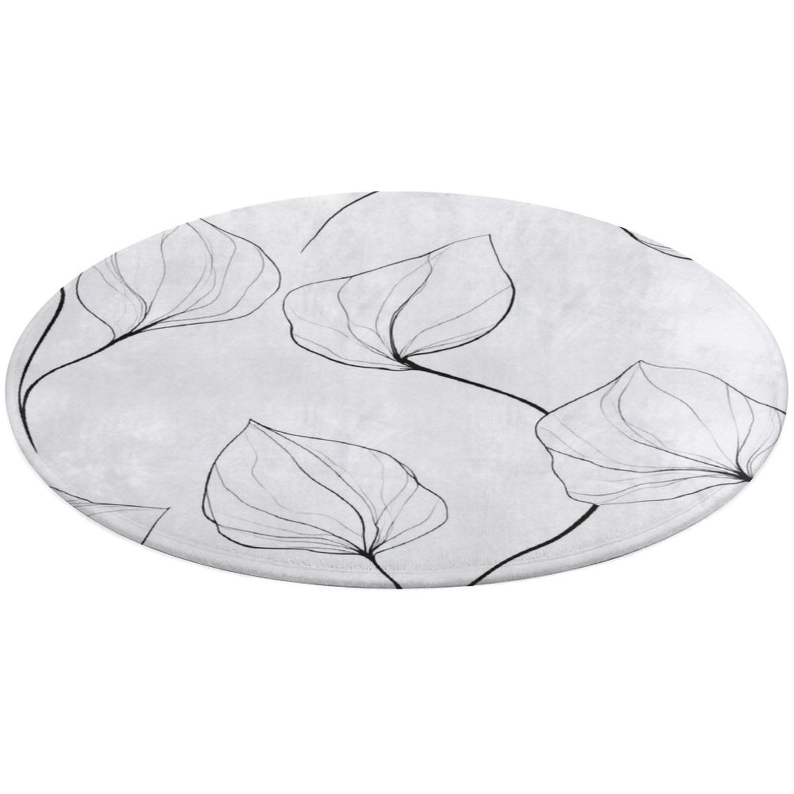 Elegant Floral Line Art Seamless Pattern Rugs Trea Rugs Not-Slip Round ...
