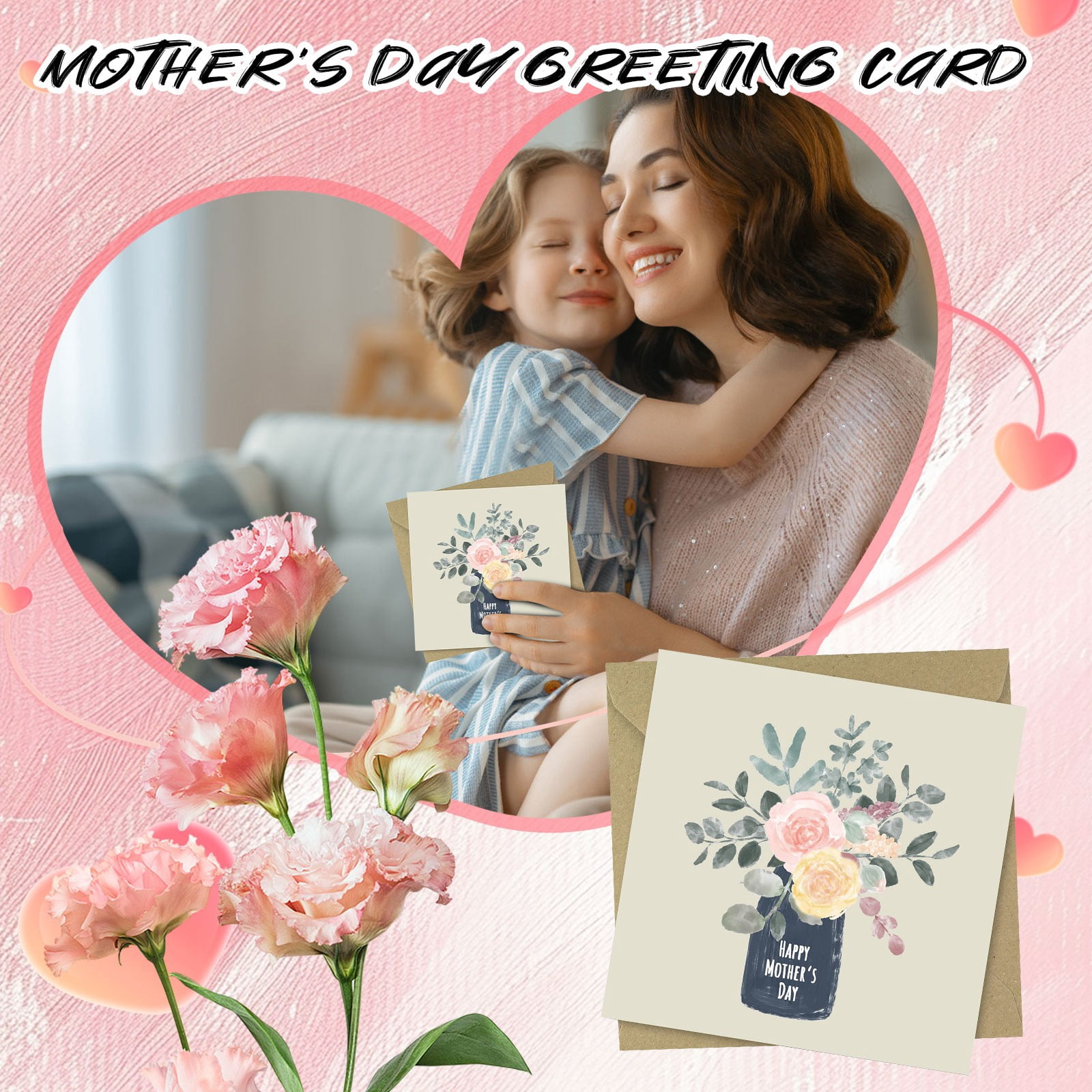 Elegant Floral Mother's Day Greeting Card Beautiful Design with ...